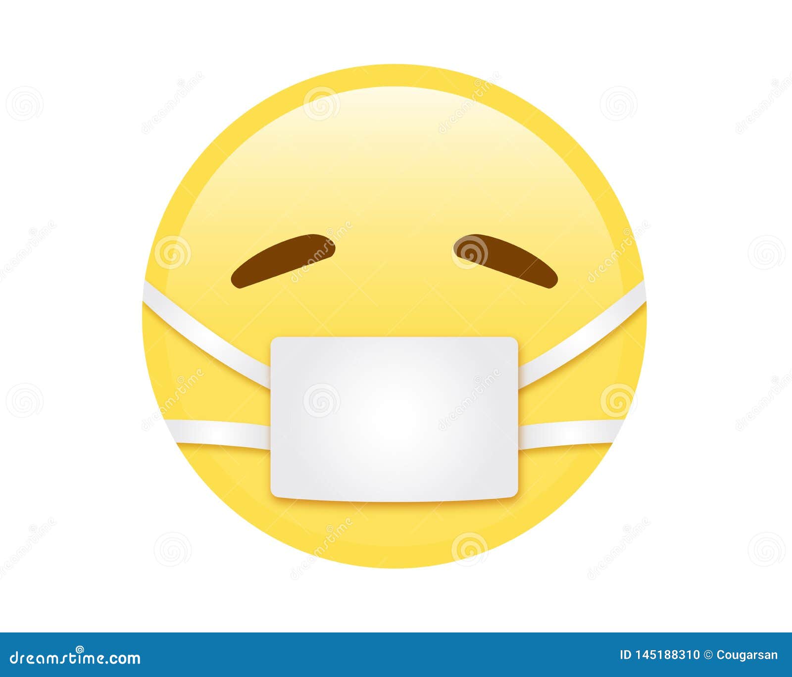 Vector Yellow Sicky Face with White Mask Flat Icon Stock Vector ...
