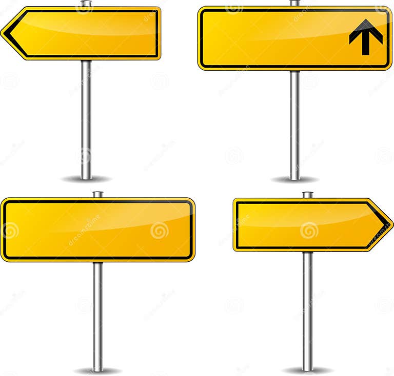 Vector yellow signpost set stock vector. Illustration of street - 43962153