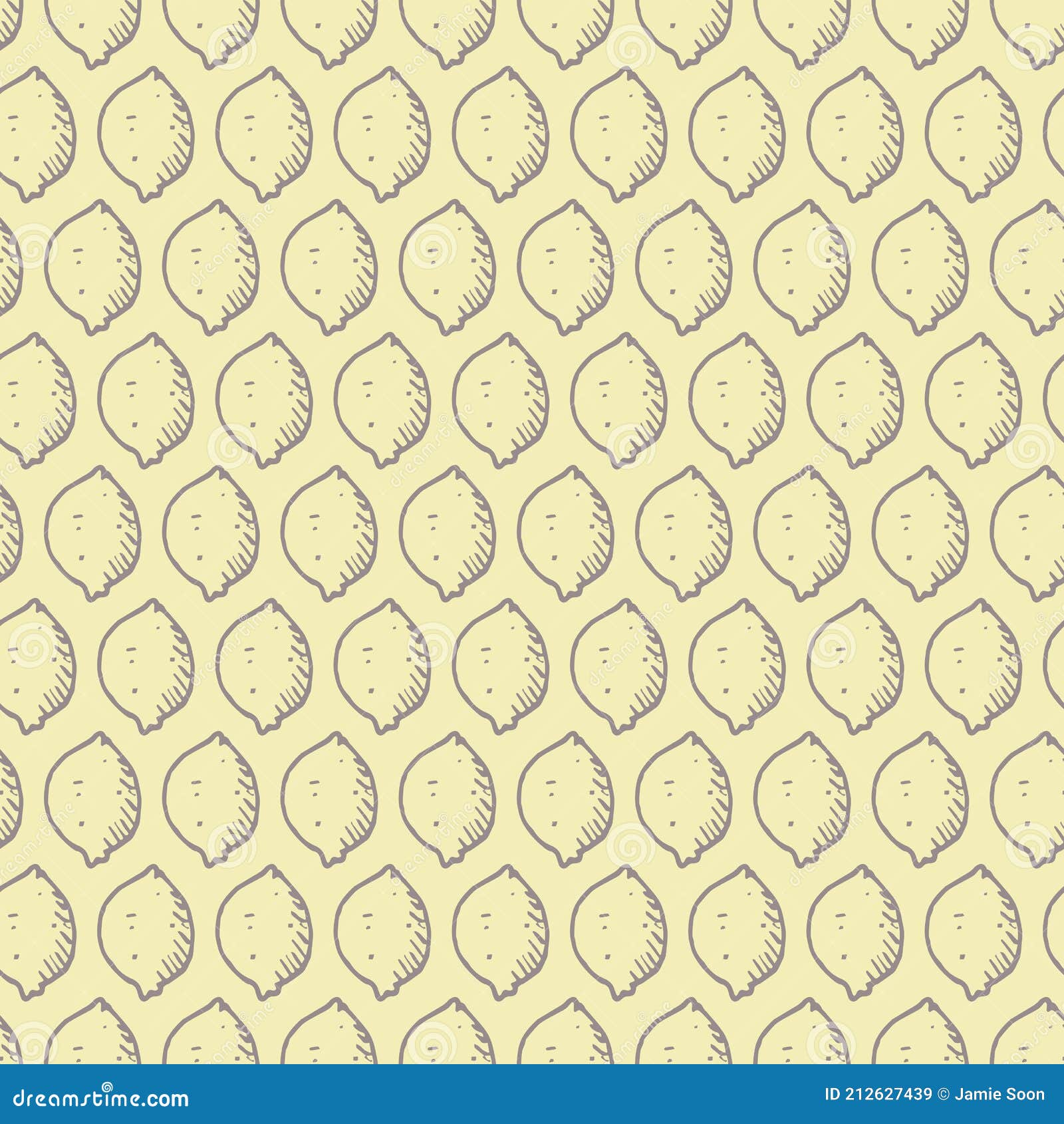 Vector Yellow Simple Lemon Doodle Repeating Background Pattern ...