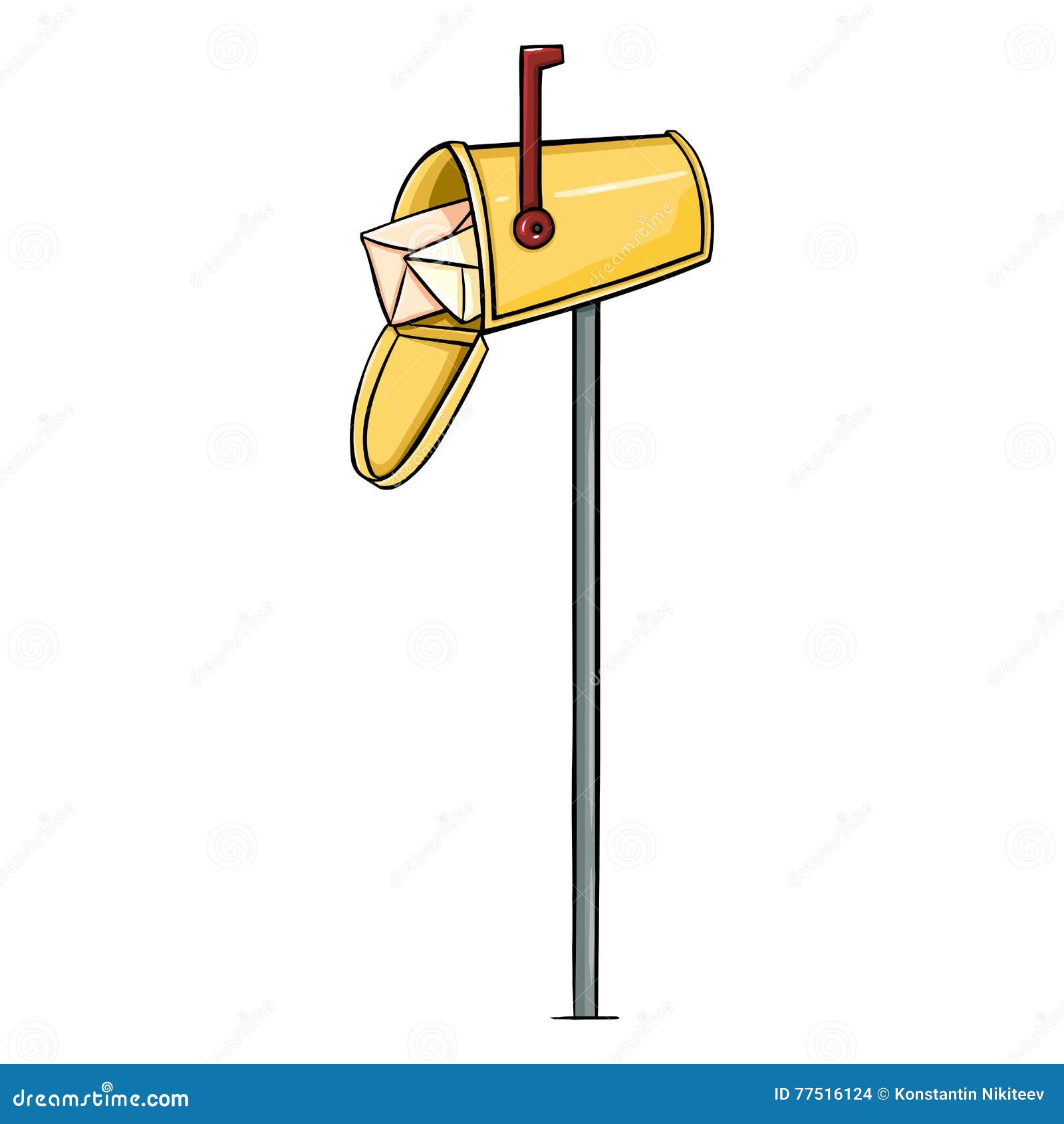 Vector Yellow Single Cartoon Mailbox Stock Vector - Illustration of ...