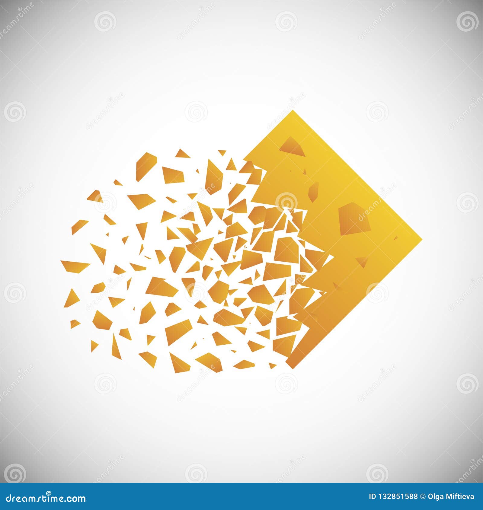 Vector of Yellow Square Gradient Destruction Shapes with Debris ...