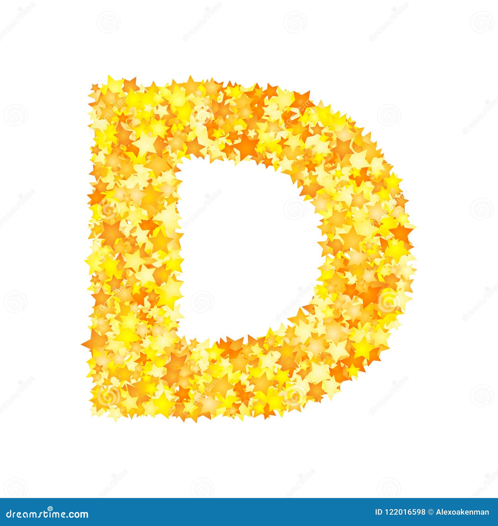 Vector Yellow Stars Font, Letter D Stock Vector - Illustration of shape ...