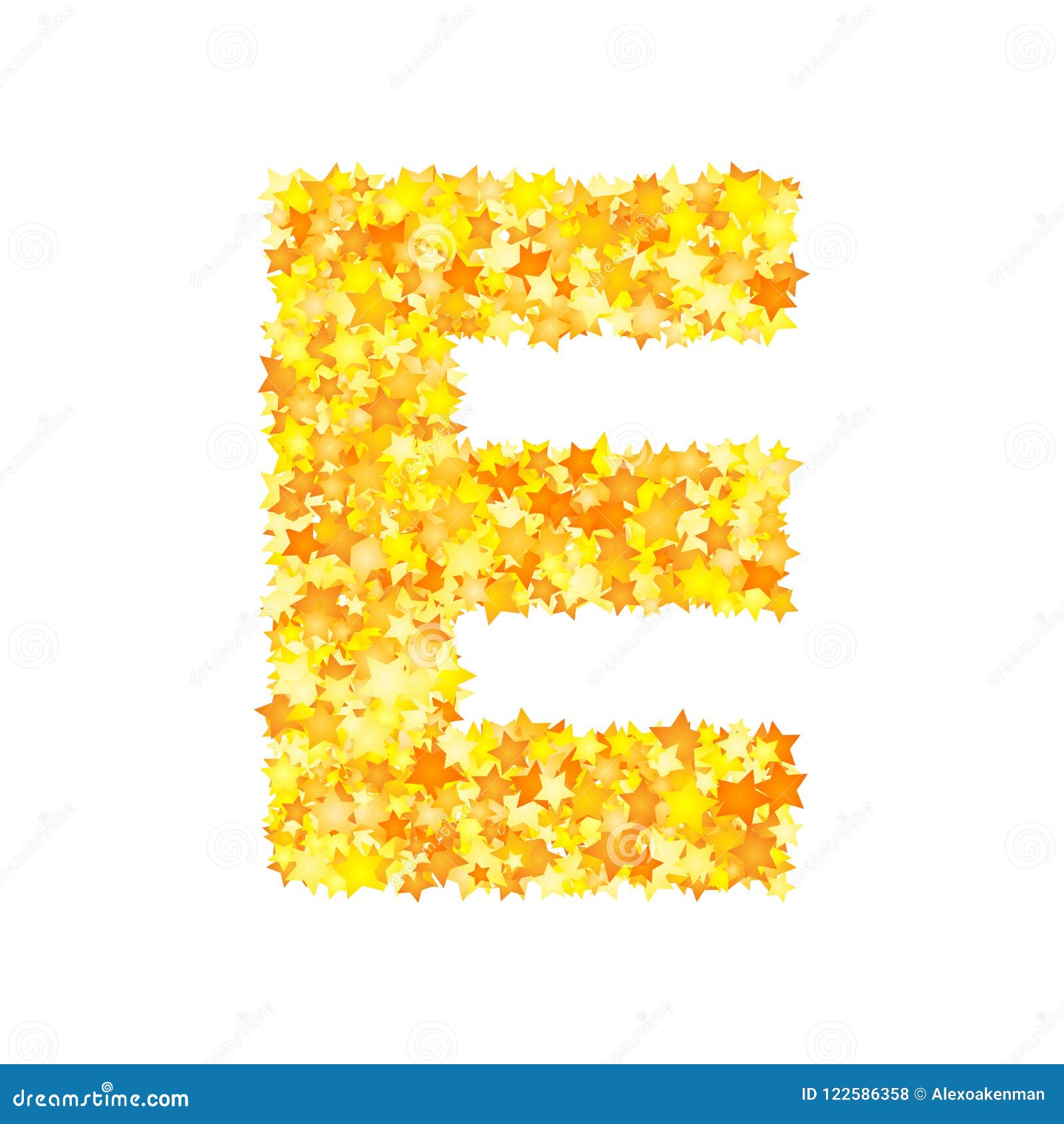 Vector Yellow Stars Font, Letter E Stock Vector - Illustration of ...