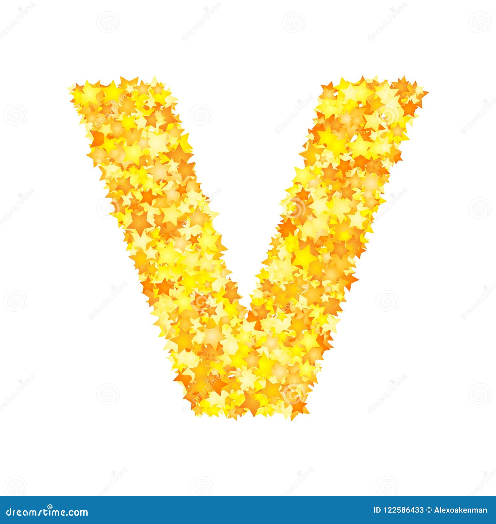Vector Yellow Stars Font, Letter V Stock Vector - Illustration of event ...
