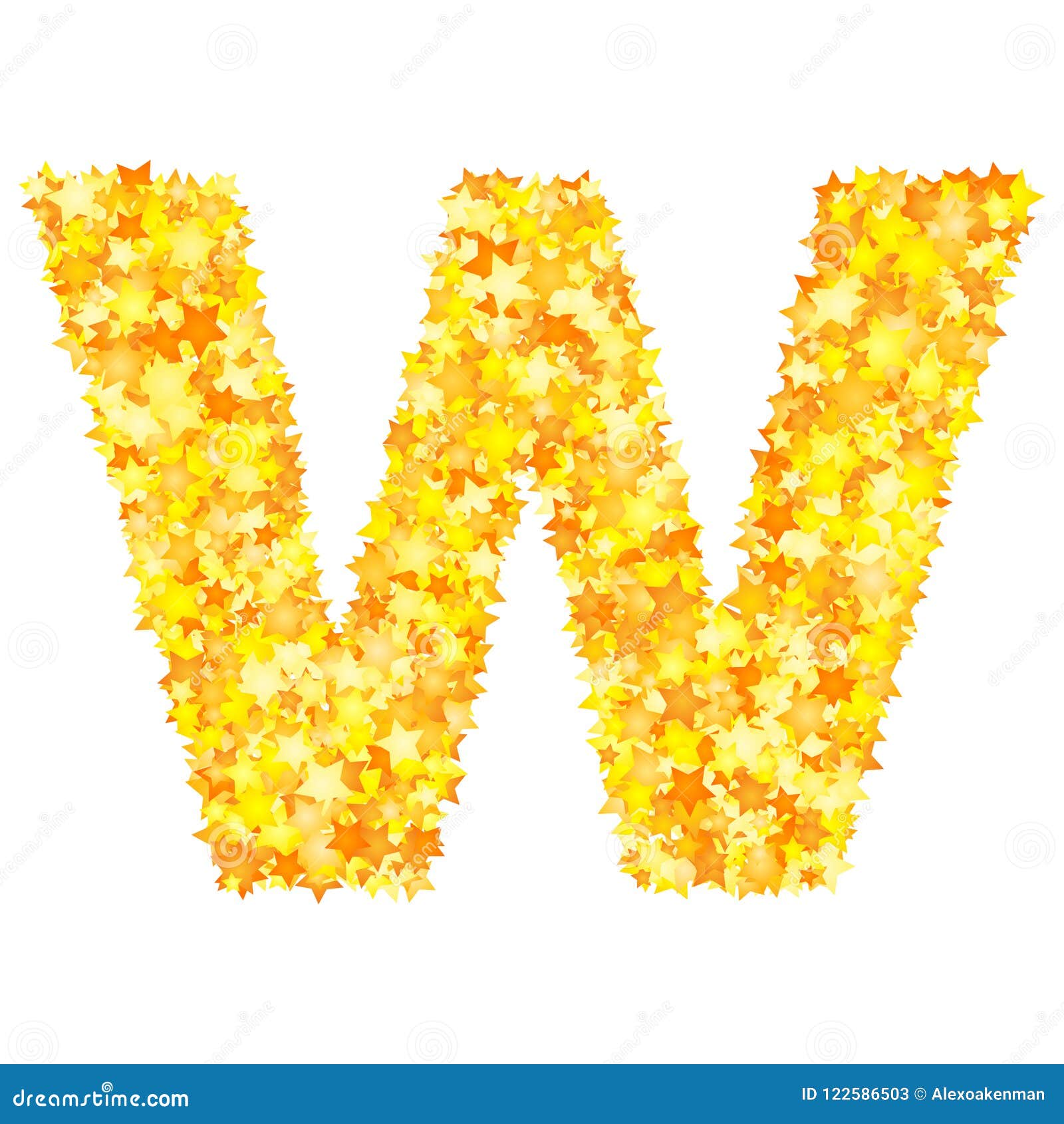 Vector Yellow Stars Font, Letter W Stock Vector - Illustration of ...