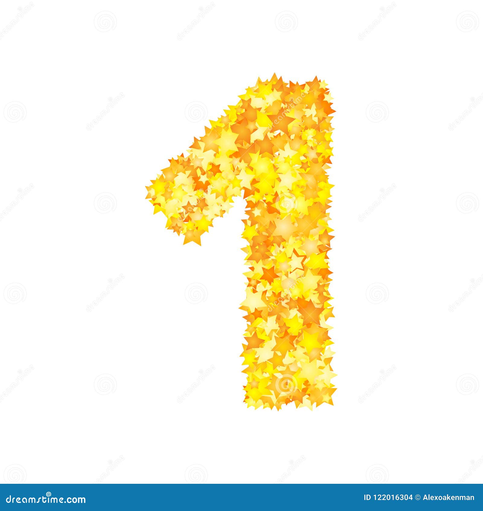Vector Yellow Stars Font, Numeral 1 Stock Vector - Illustration of ...
