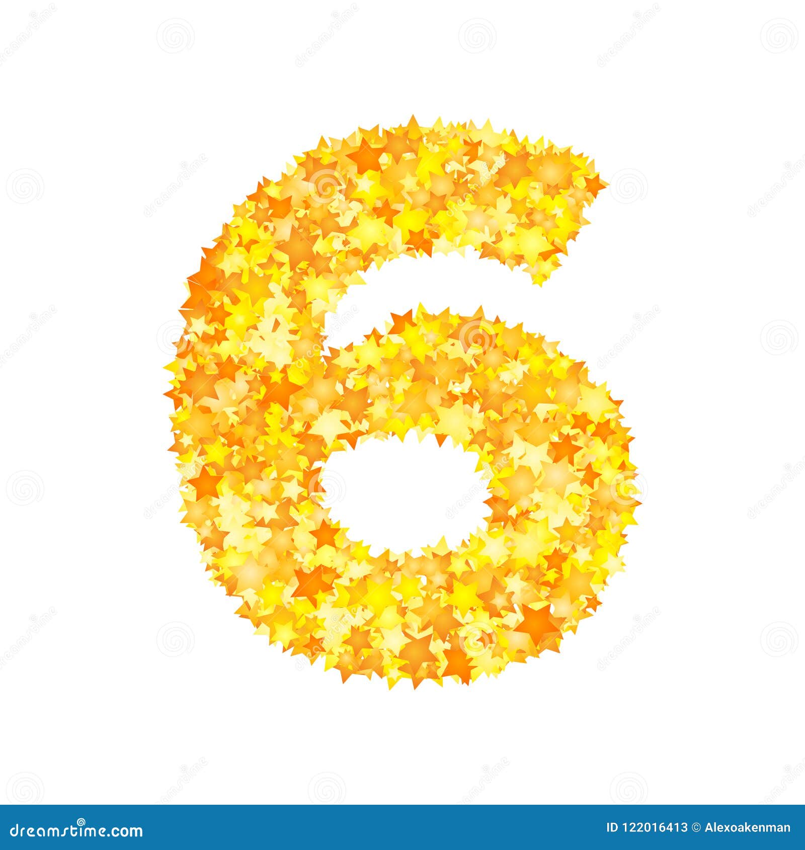 Vector Yellow Stars Font, Numeral 6 Stock Vector - Illustration of ...