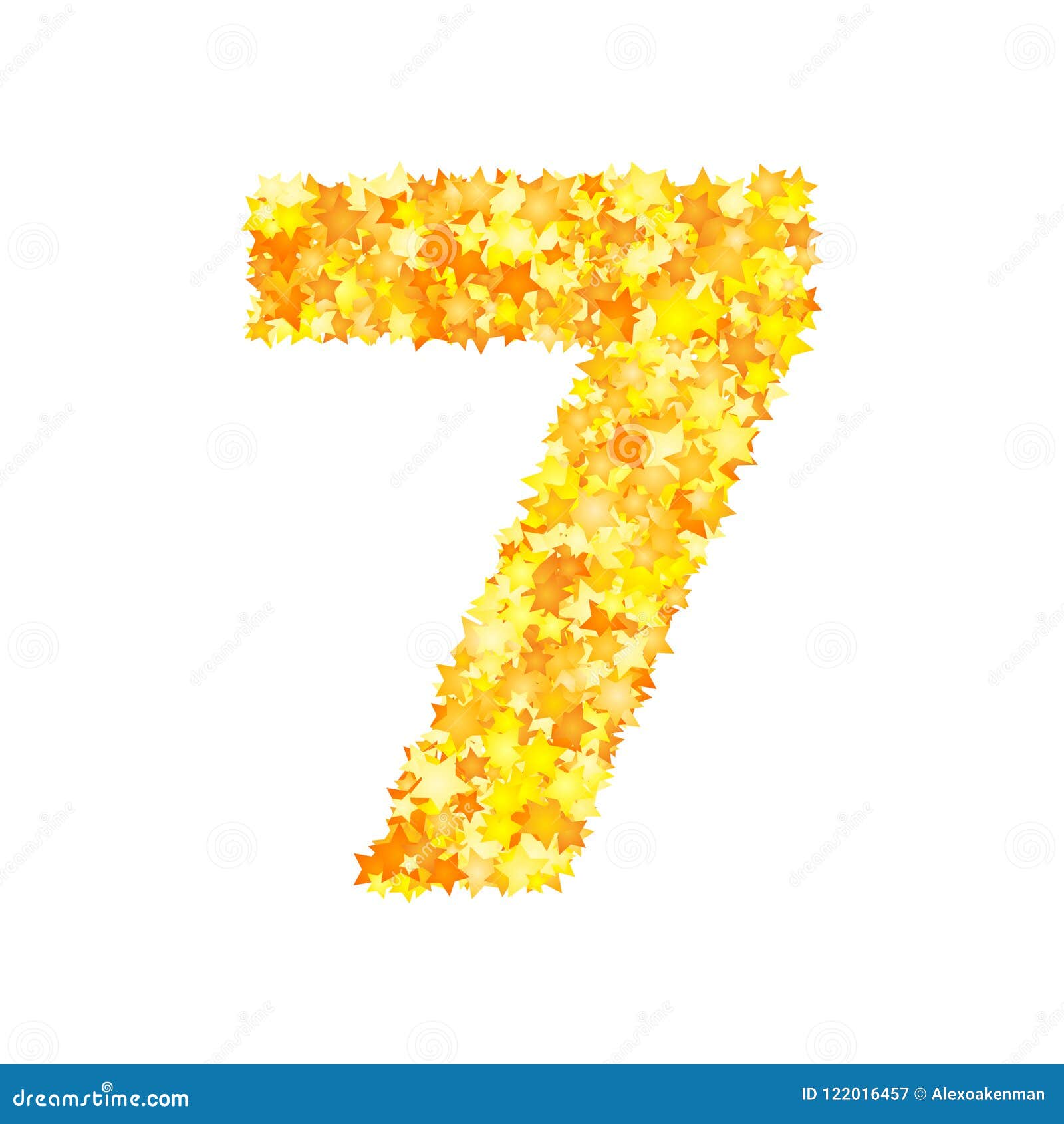 Vector Yellow Stars Font, Numeral 7 Stock Vector - Illustration of ...