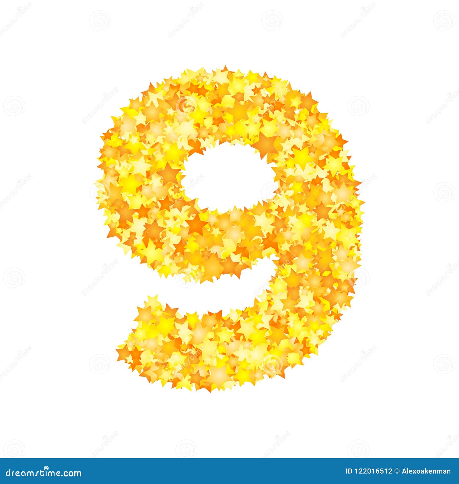 Vector Yellow Stars Font, Numeral 9 Stock Vector - Illustration of ...
