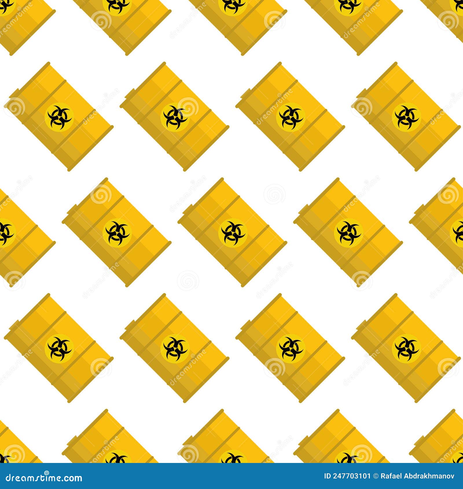 Vector Yellow Steel Barrel of Bio Waste Seamless Pattern. Container in ...