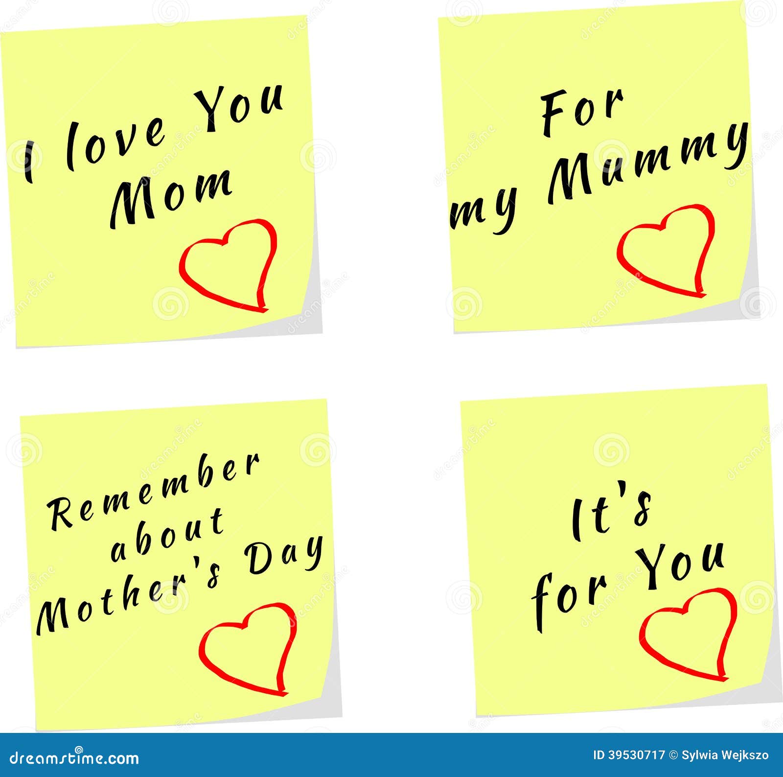 Vector of Yellow Stick Note Reminders for Mother S Day Stock ...