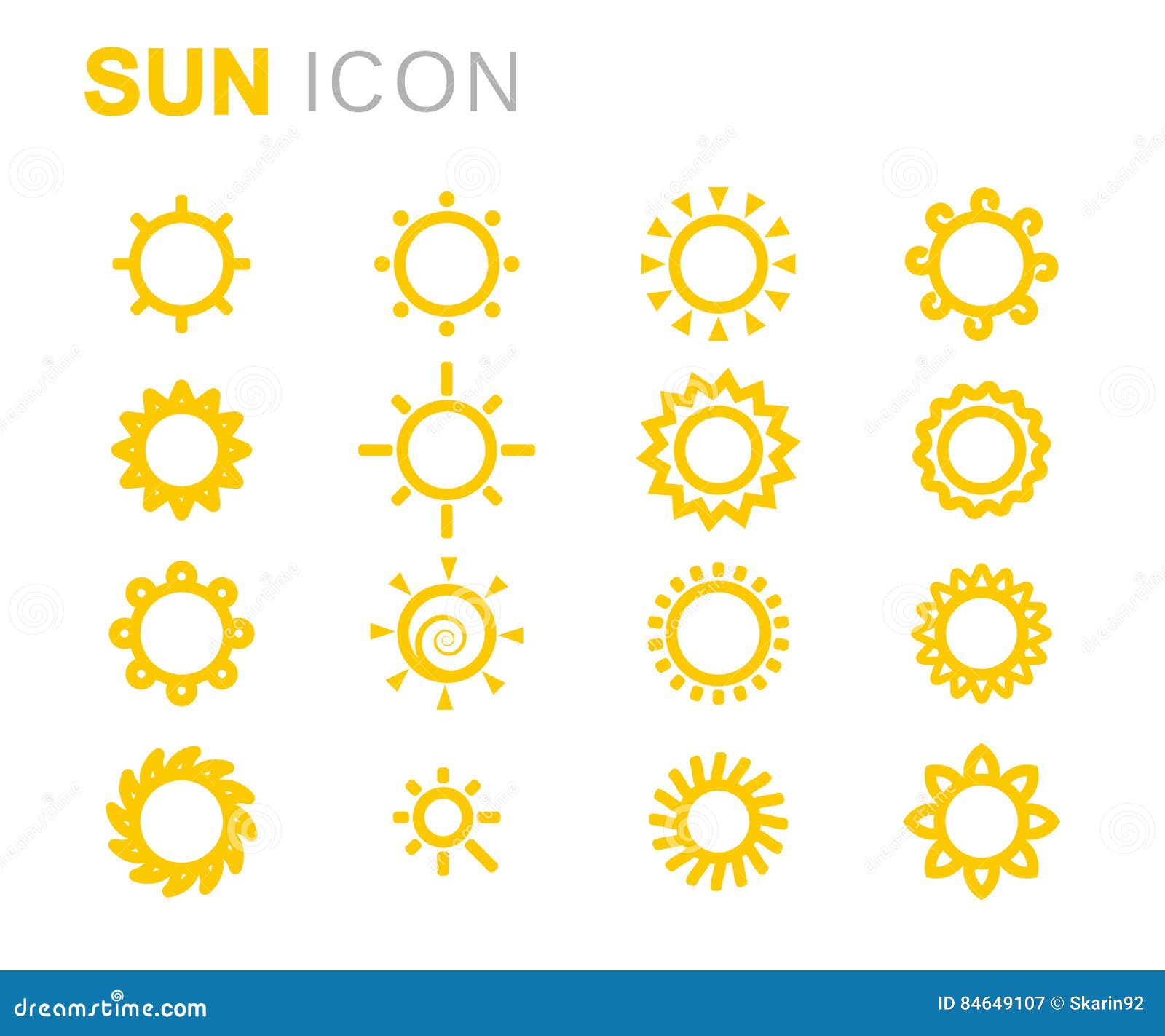Vector Yellow Sun Icons Set Stock Illustration - Illustration of sunset ...