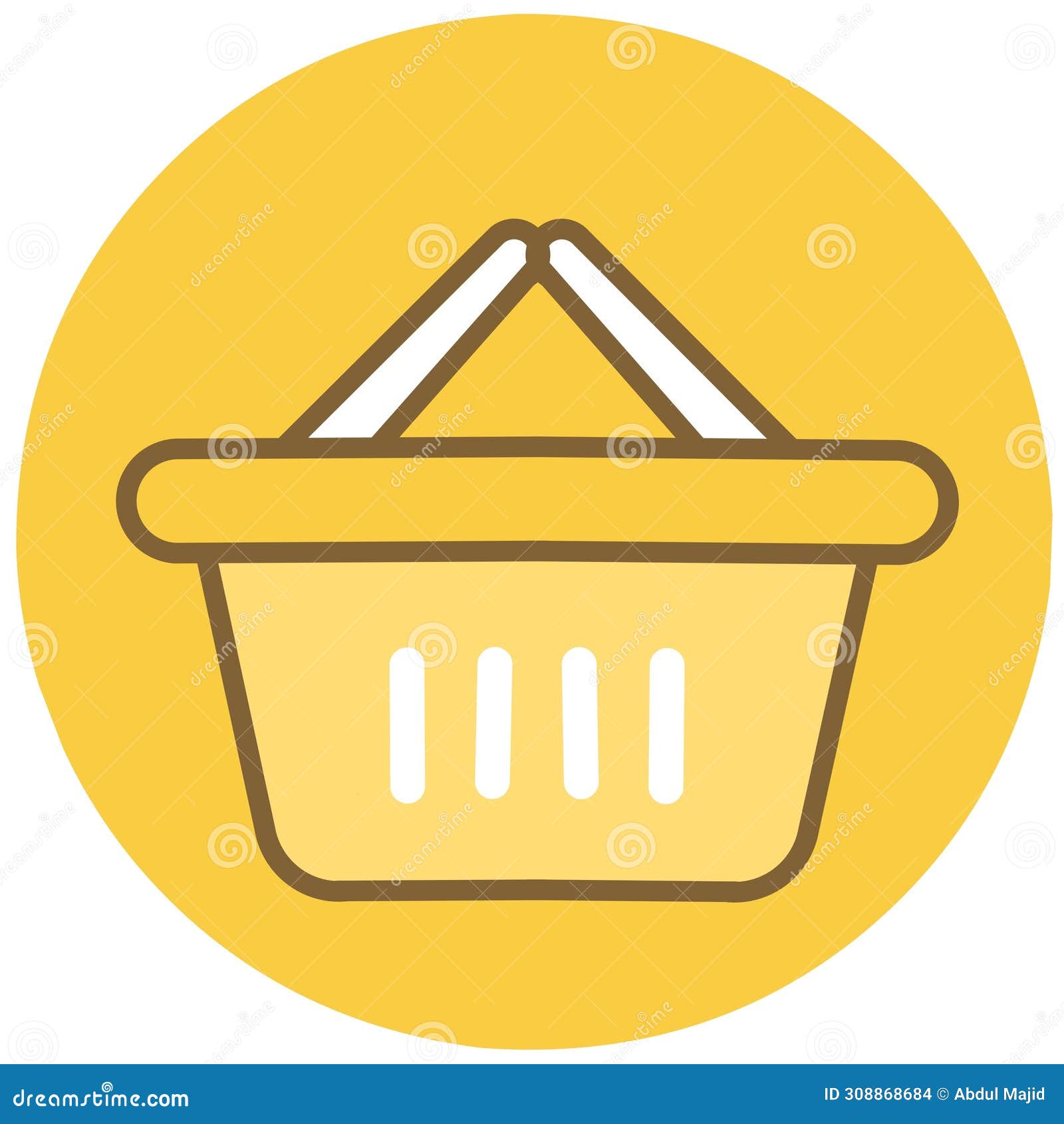Vector Yellow Supermarket Basket Icon Stock Vector - Illustration of ...
