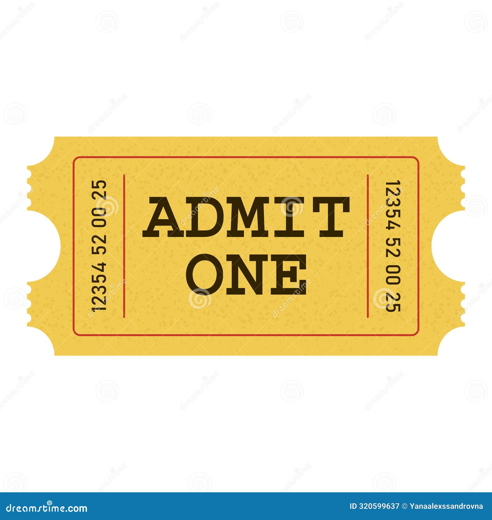 Vector Yellow Ticket Template. Admit One. Vector Illustration Stock ...