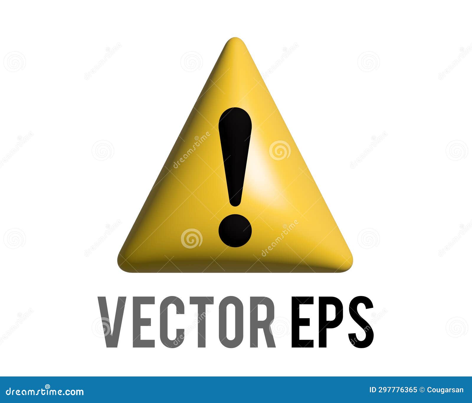 Isolated Yellow Triangle Warning or Alert 3D Icon with Black ...