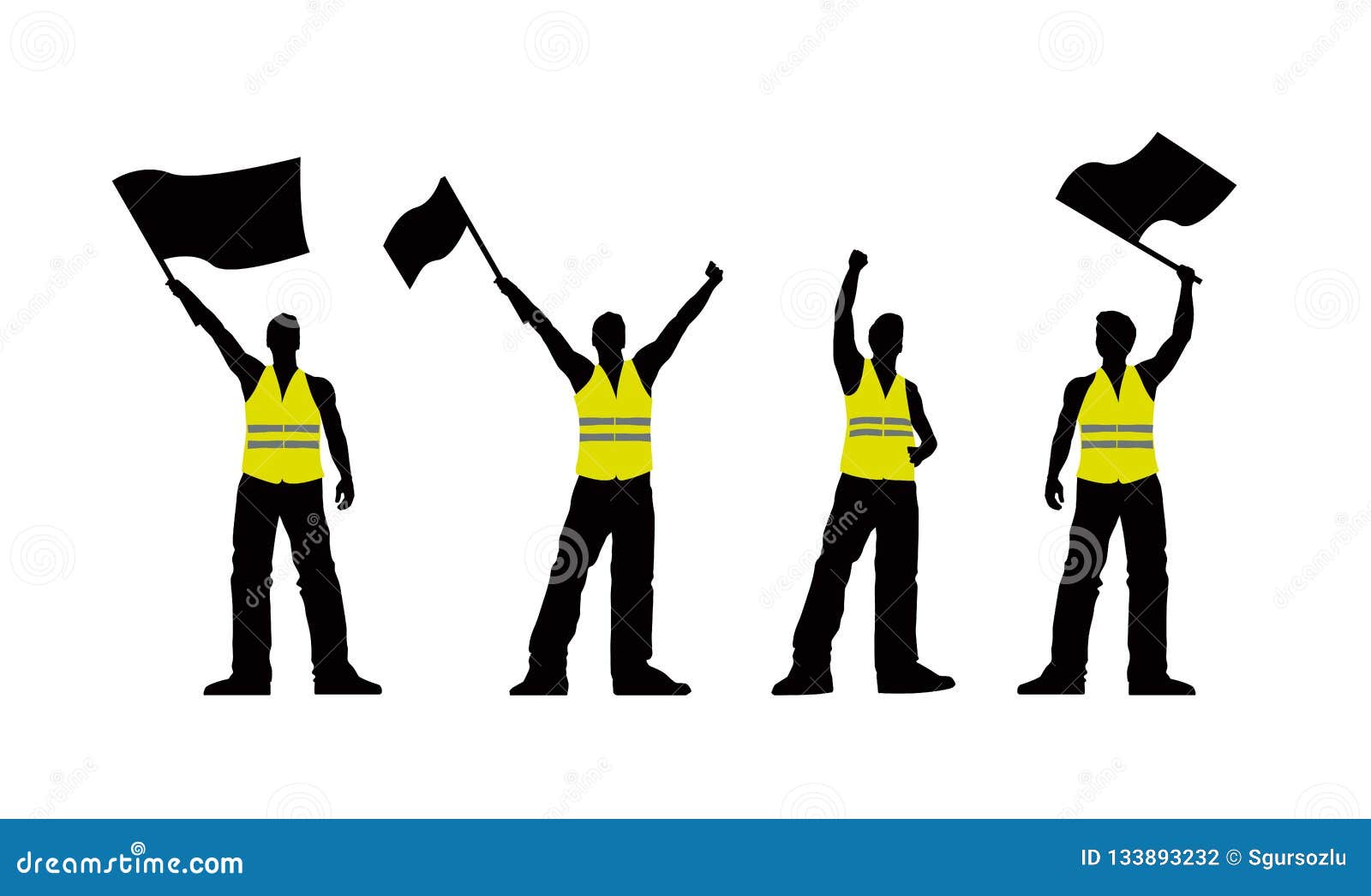 Vector Yellow Vest Protestors Illustration Stock Vector - Illustration ...