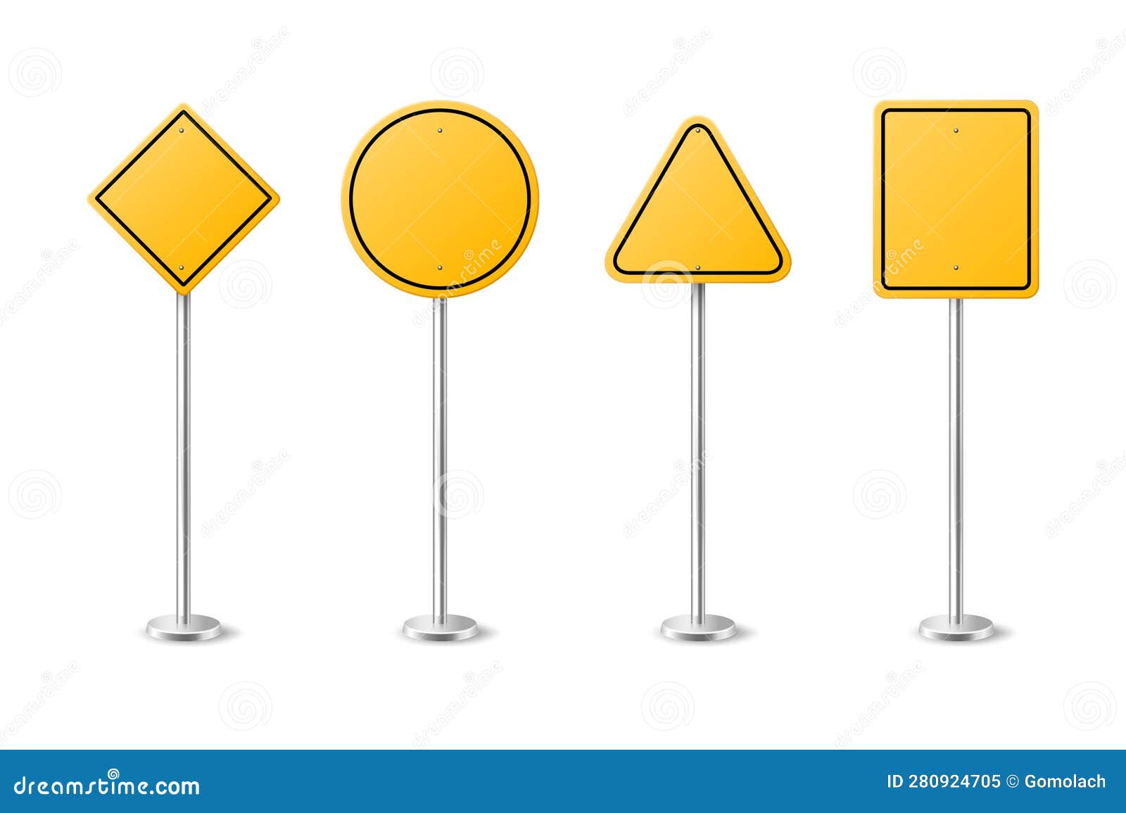 Vector Yellow Warning, Danger Stop Sign Frame in Full Length Icon Set ...