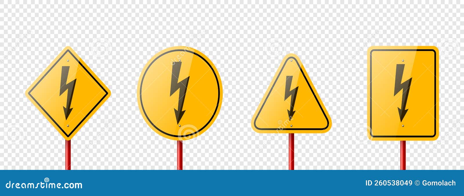 Vector Yellow Warning, Danger Stop Sign Frame with Lightning Arrow ...