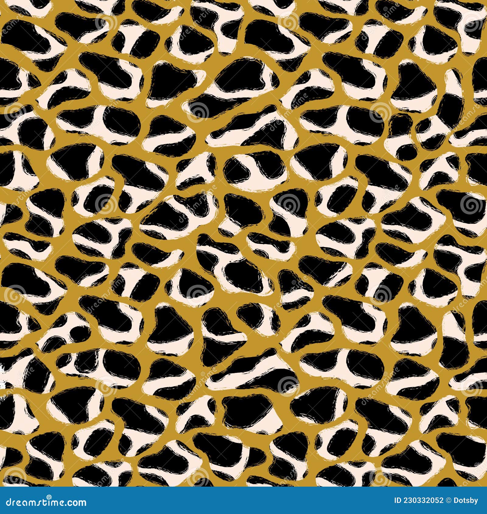 Vector Yellow Wavy Lines Black Seamless Pattern Stock Vector ...