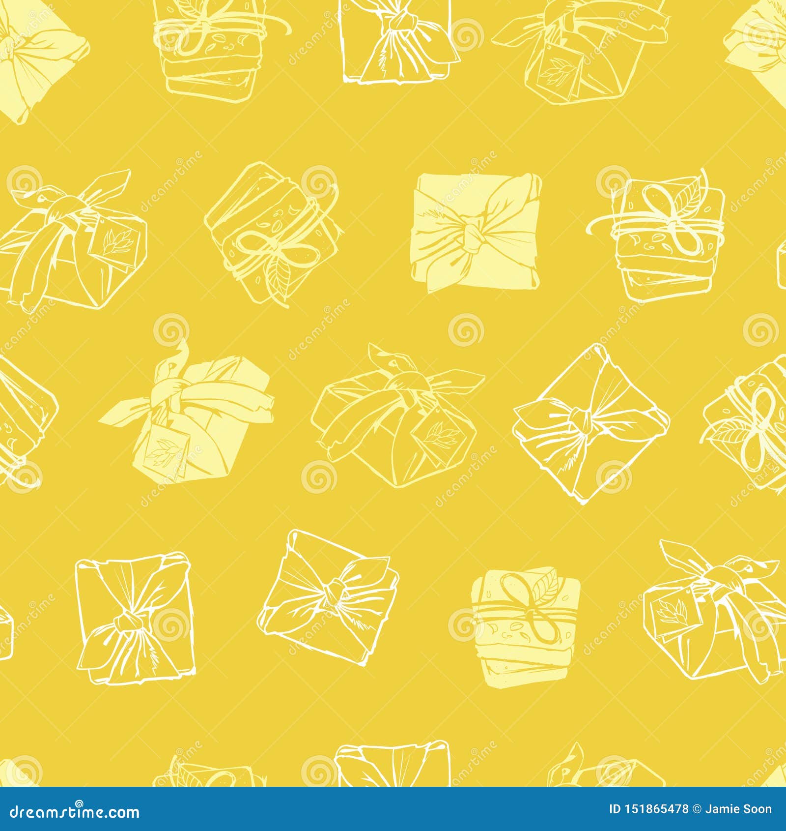 Vector Yellow Wrapped Packages Texture Repeat Pattern. Suitable for ...