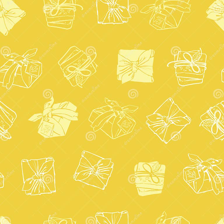 Vector Yellow Wrapped Packages Texture Repeat Pattern. Suitable for ...