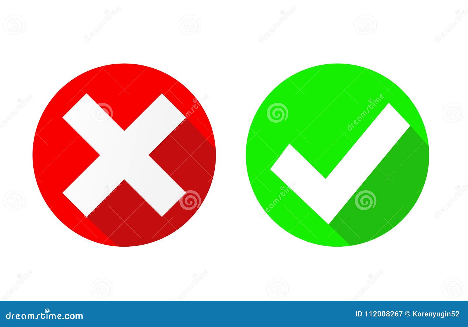 Vector Yes and No Check Marks on Circles, Stock Vector Illustration ...