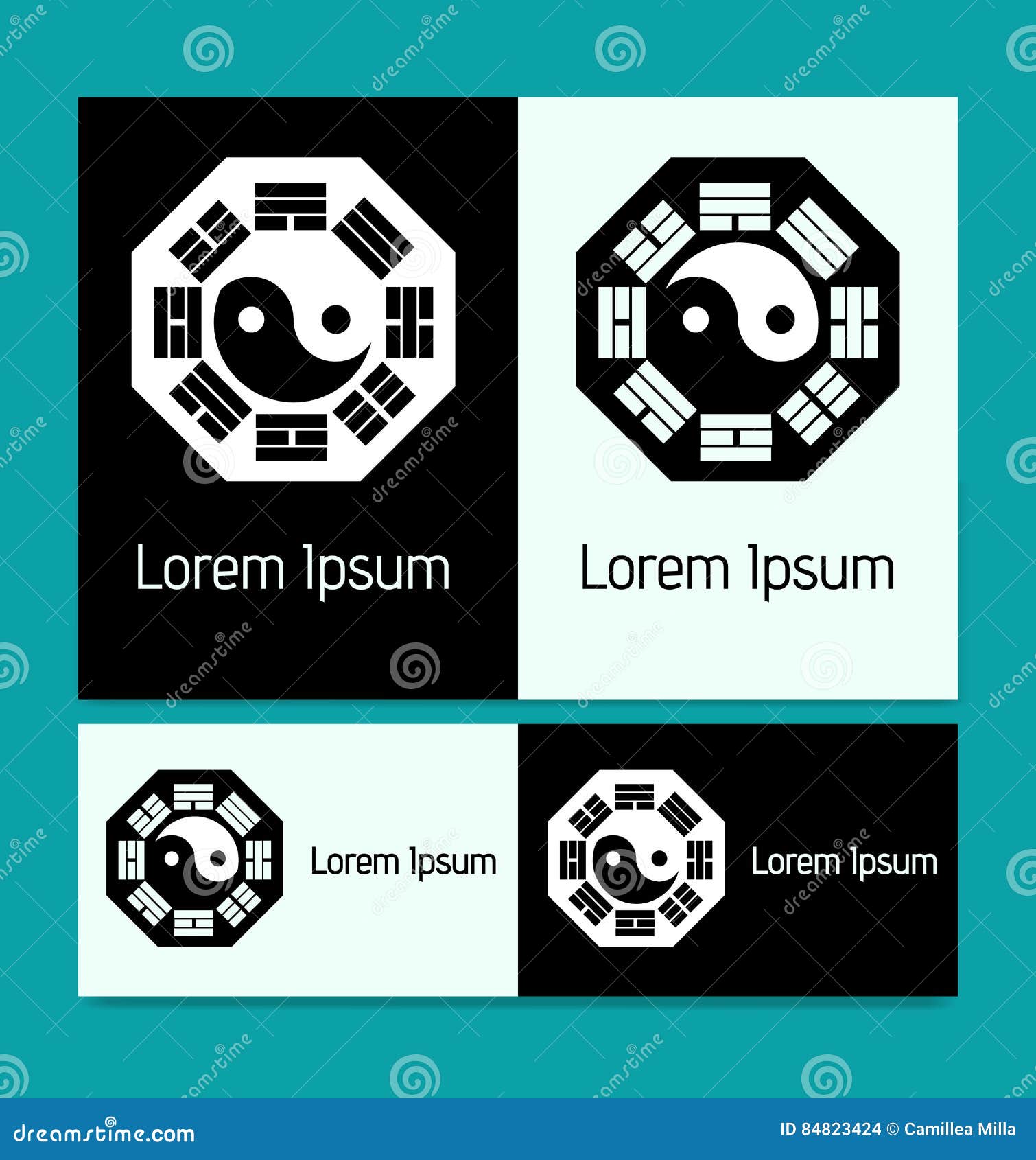 Vector Yin Yang Symbol With Tiger And Chinese Characters - `tai Chi ...