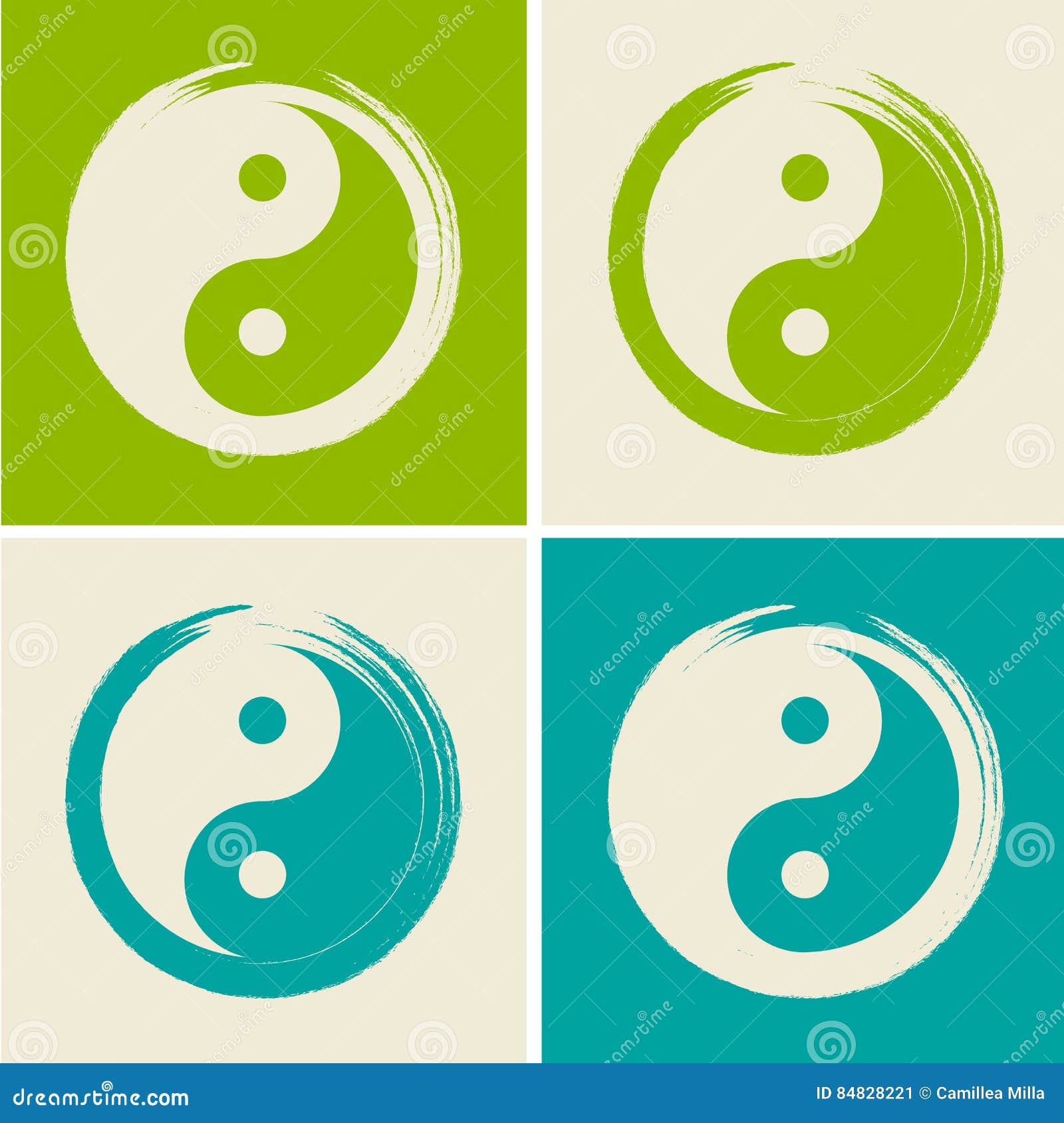 Vector Yin Yang in a Zen Circle Set Illustration Stock Vector ...
