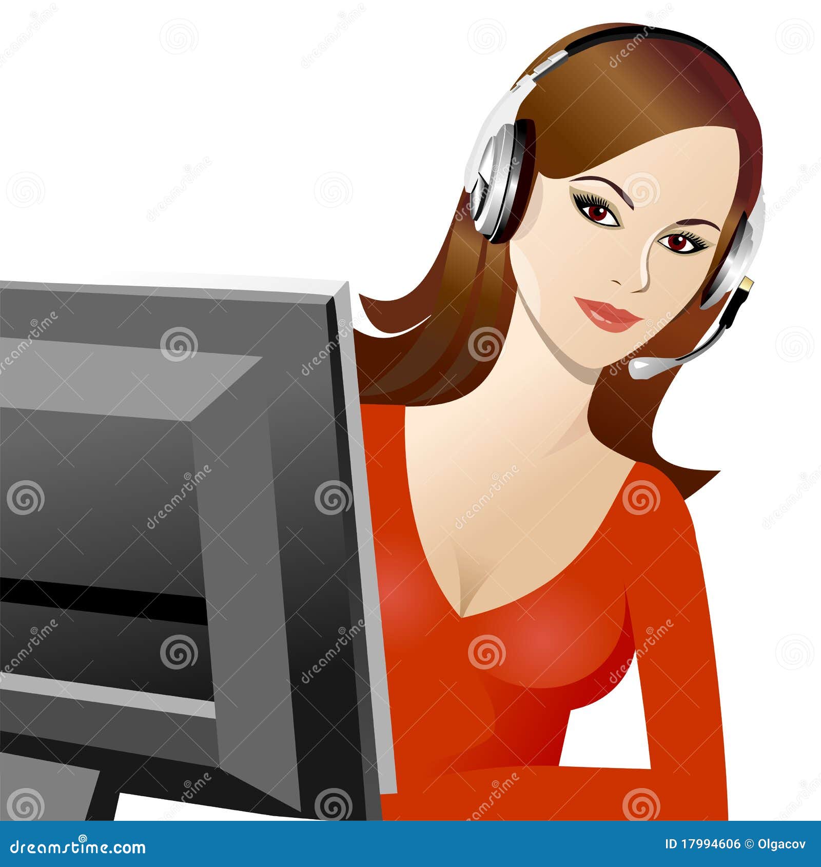 Vector Young Beautiful Girl Telephone Operator Stock Vector ...
