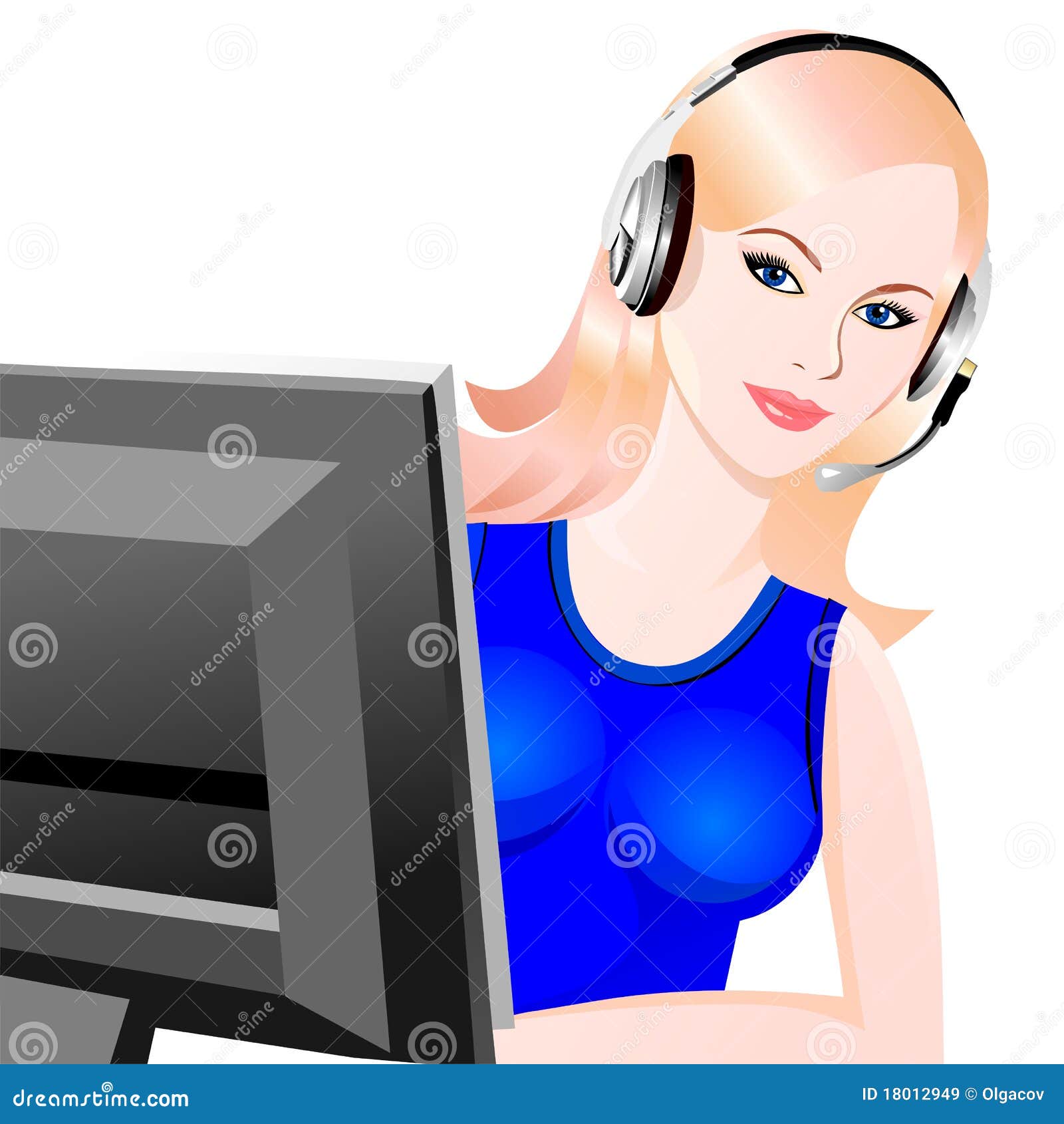 Vector Young Beautiful Girl Telephone Operator Stock Vector ... Vector Young Beautiful Girl Telephone Operator Stock Vector ...