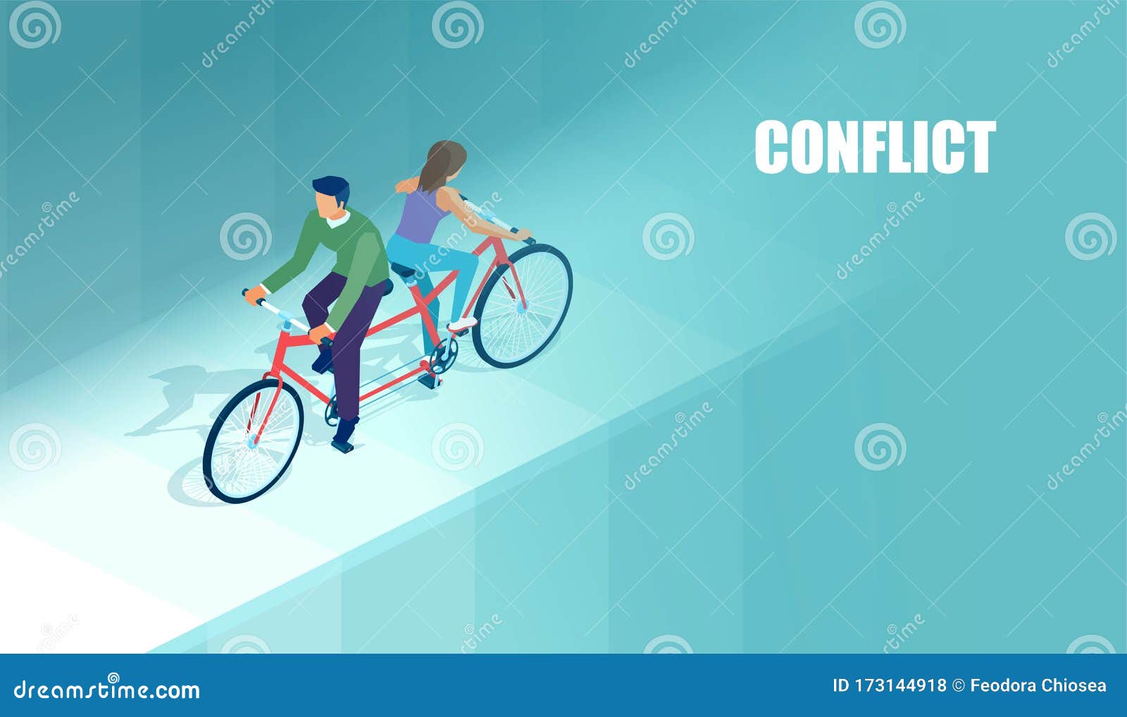 Vector of a Young Couple Riding Same Bicycle in Opposite Direction ...