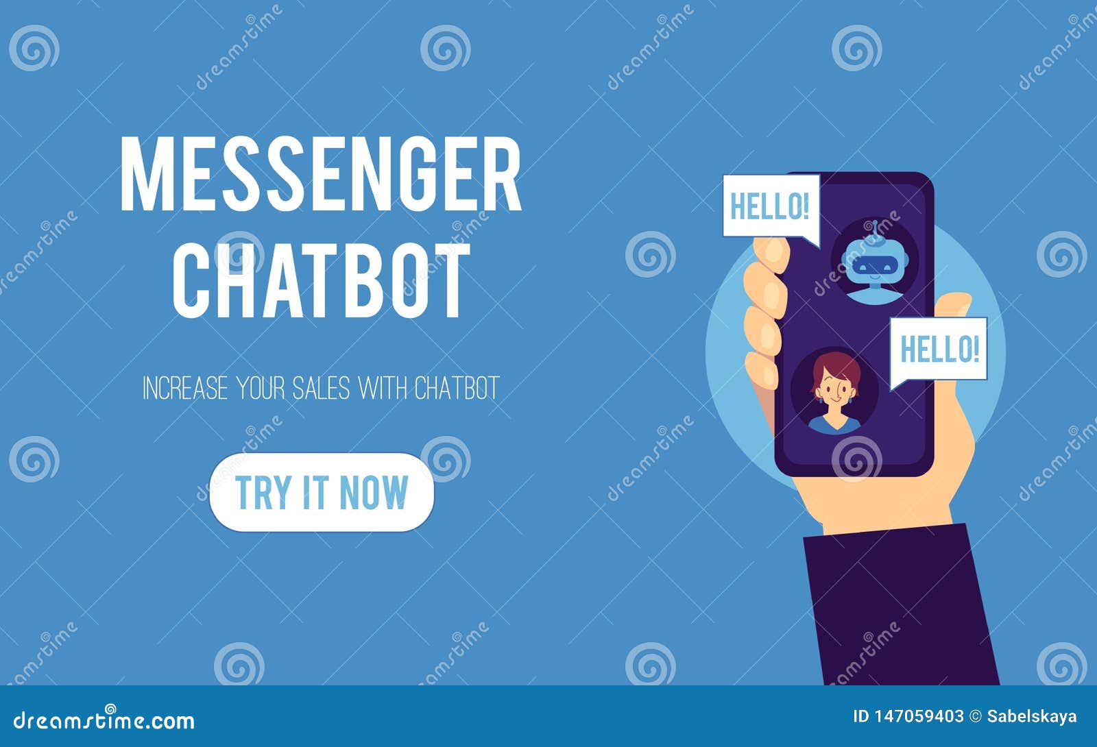 Vector Young Man Dialog with Chat Bot Stock Vector - Illustration of ...