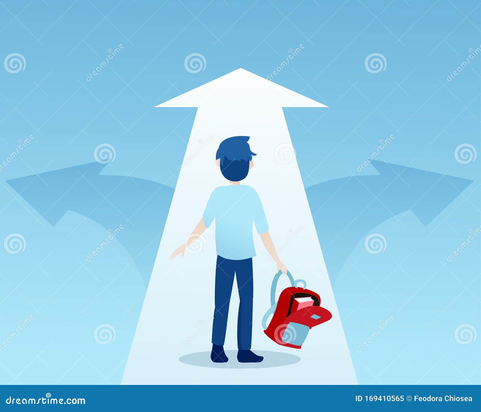 Vector of a Young Student at Crossroads Deciding Which Path To Take ...
