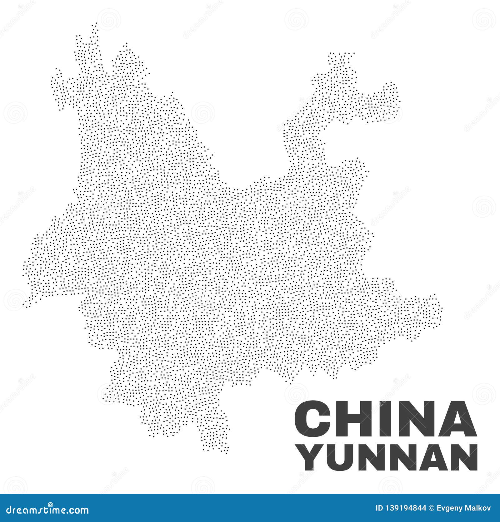 Vector Yunnan Province Map of Points Stock Vector - Illustration of ...