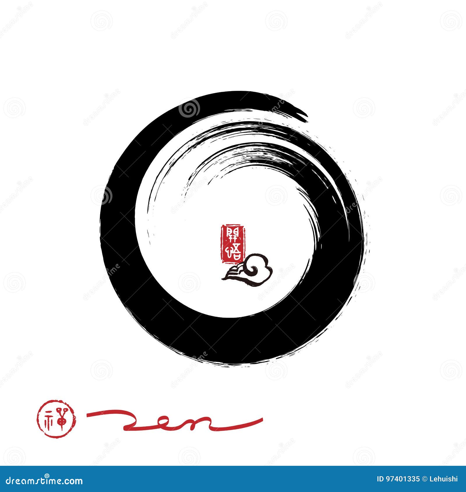 Vector Zen Brushstroke Circle Stock Vector - Illustration of black ...