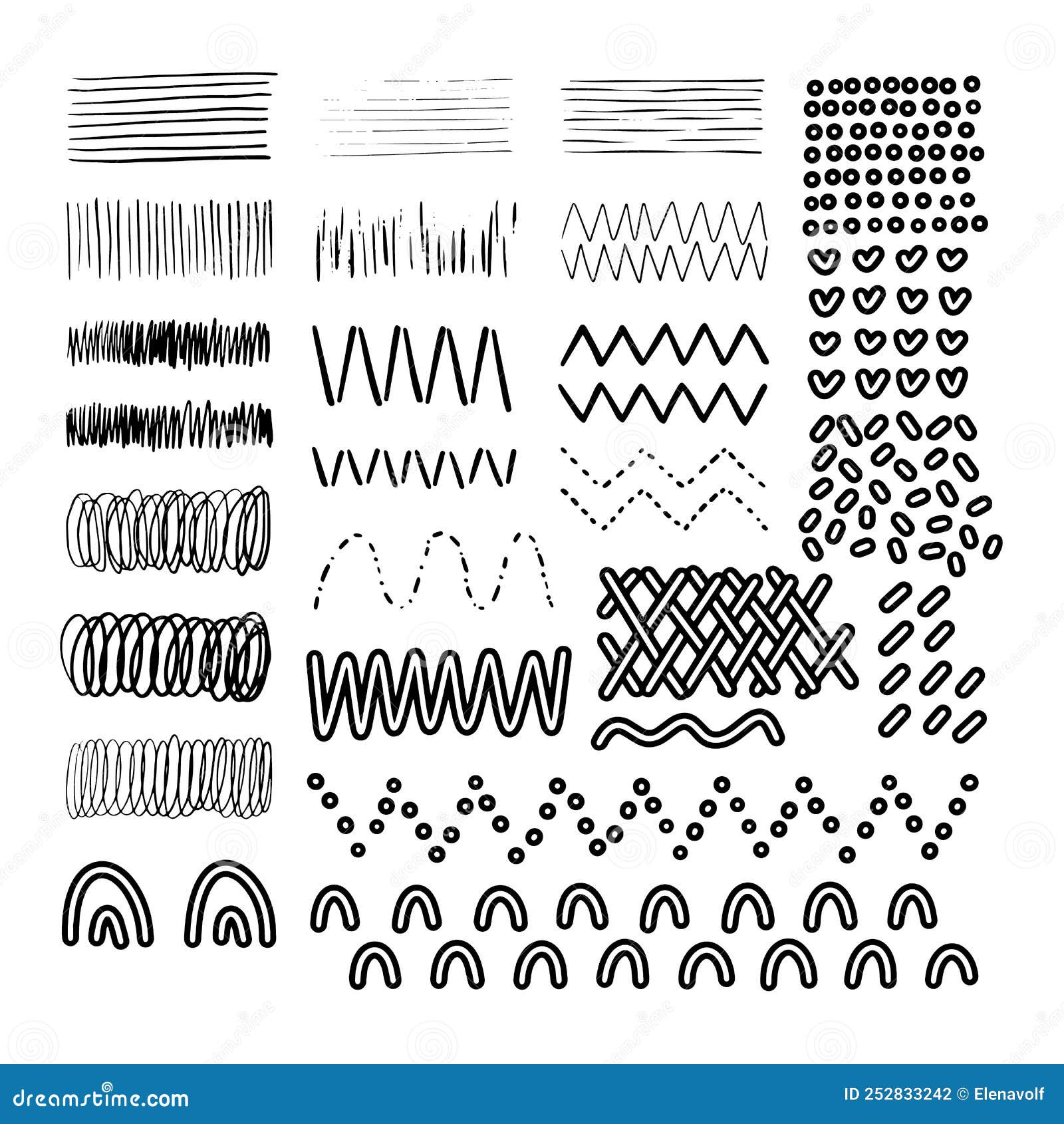 Vector Zig Zag Set Background. Geometry Group Batik Graphic. Hand Drawn ...