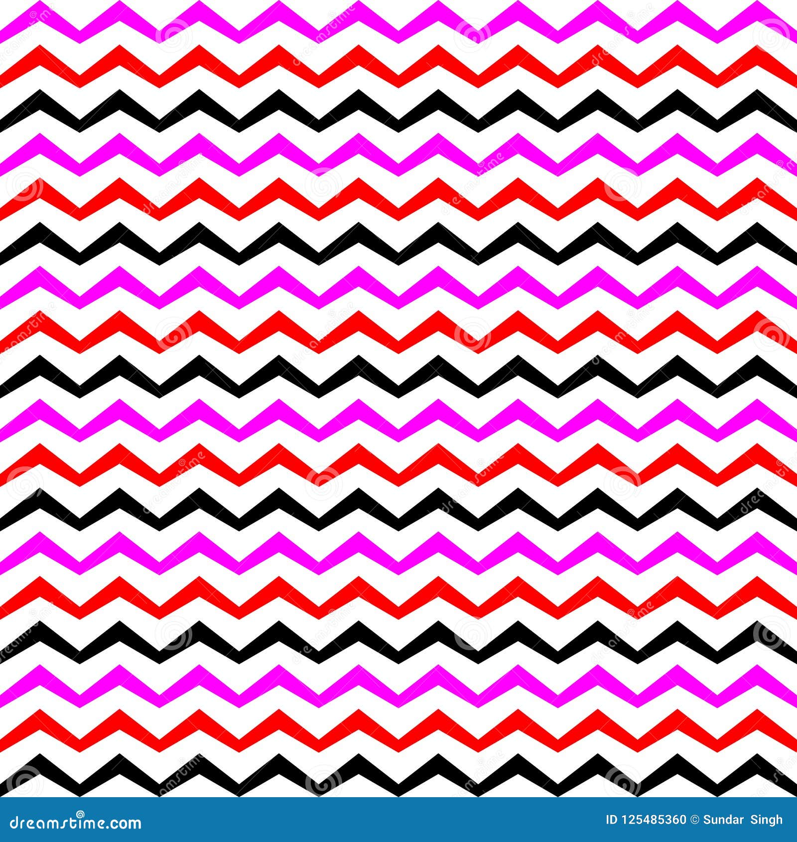 Vector Zigzag Multicolourd Seamless Pattern. Curved Wavy Zig Zag Line ...