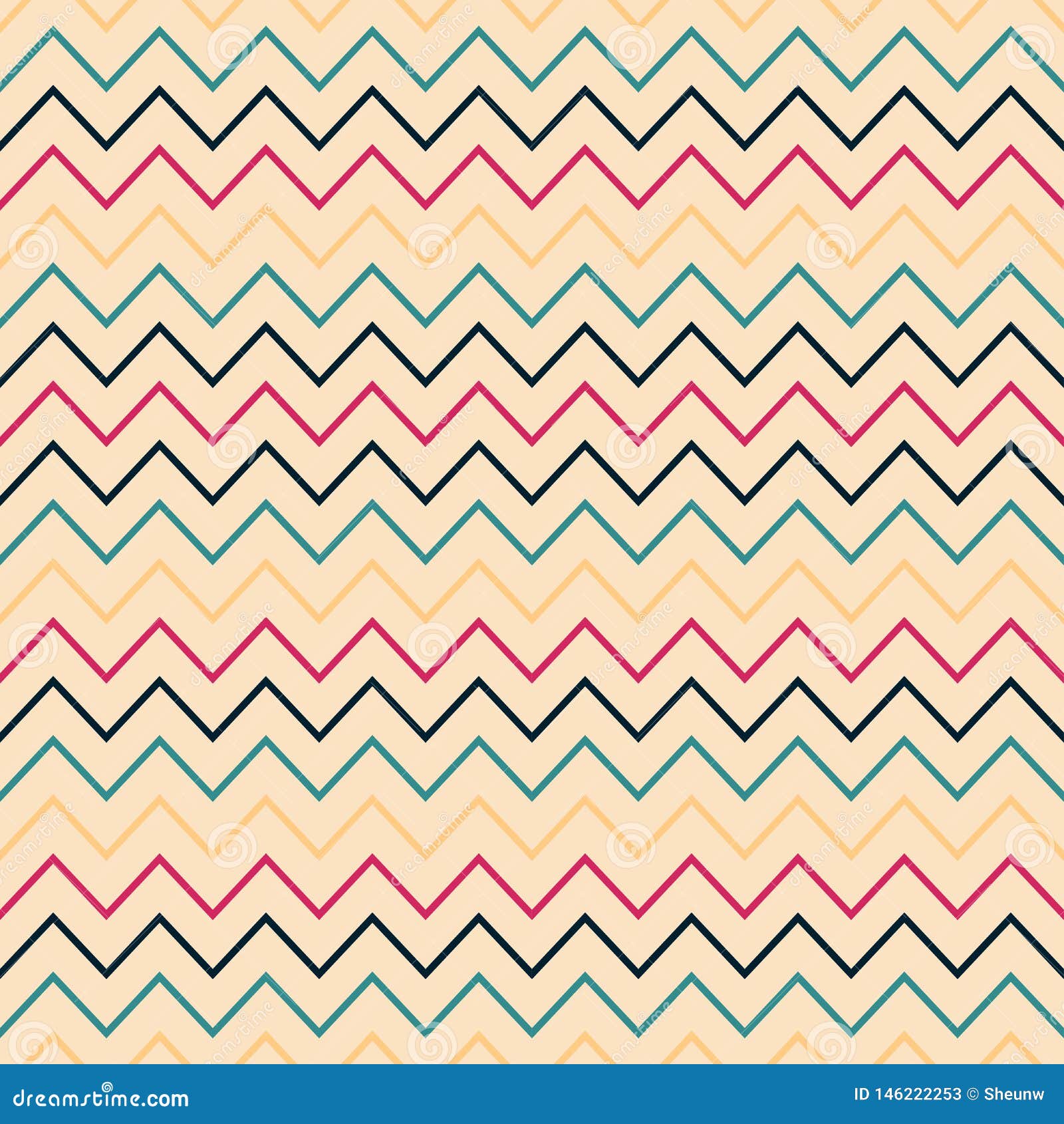 Vector Zigzag Seamless Striped Pattern - Retro Minimalistic Design ...