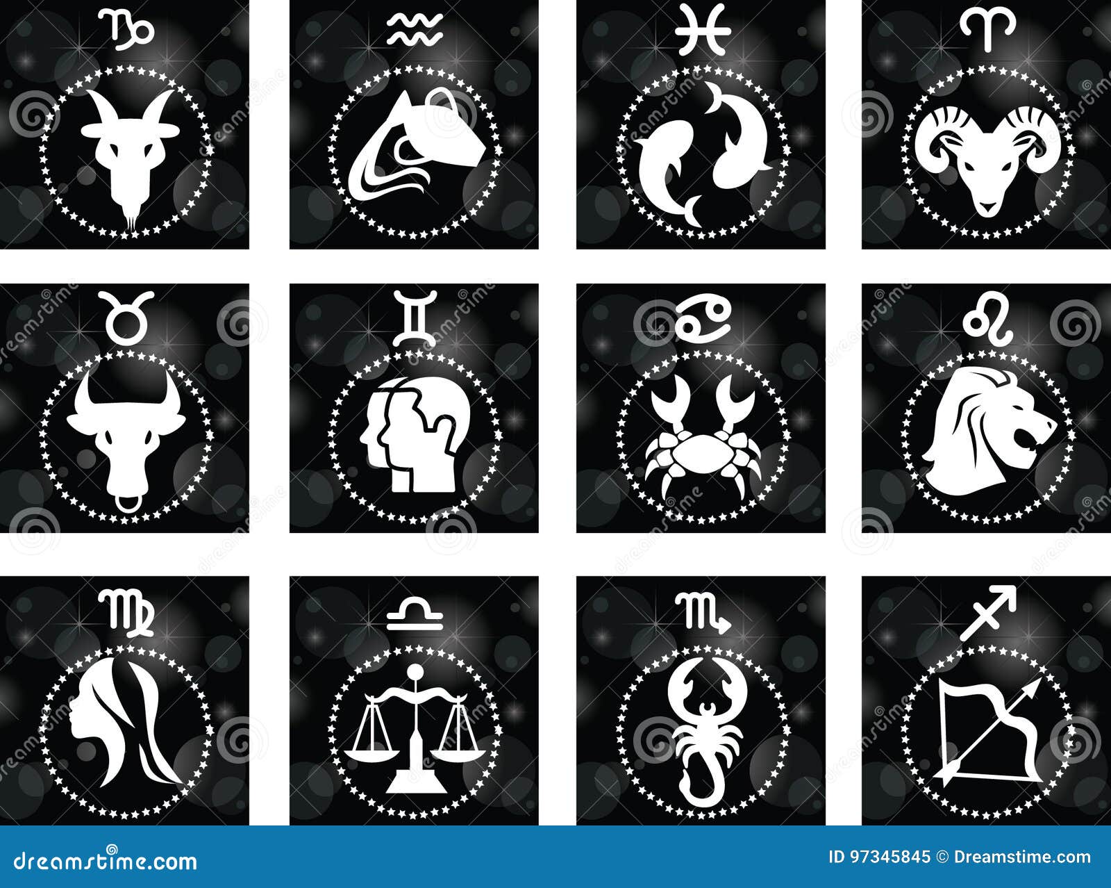 Vector Zodiac Signs Set Illustration Stock Vector - Illustration of ...