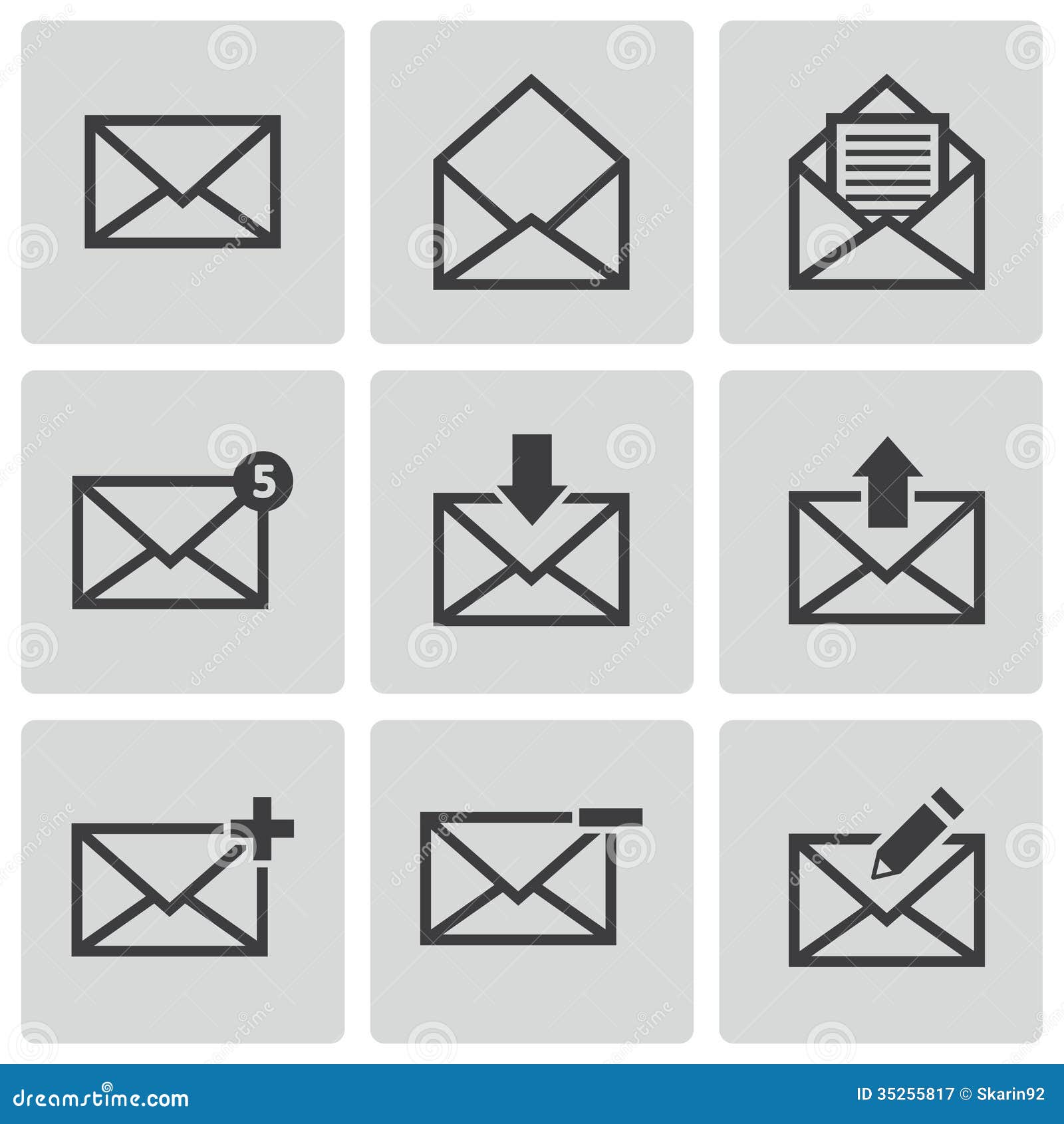 Vector Zwarte E-mail Geplaatste Pictogrammen Vector Illustratie ...