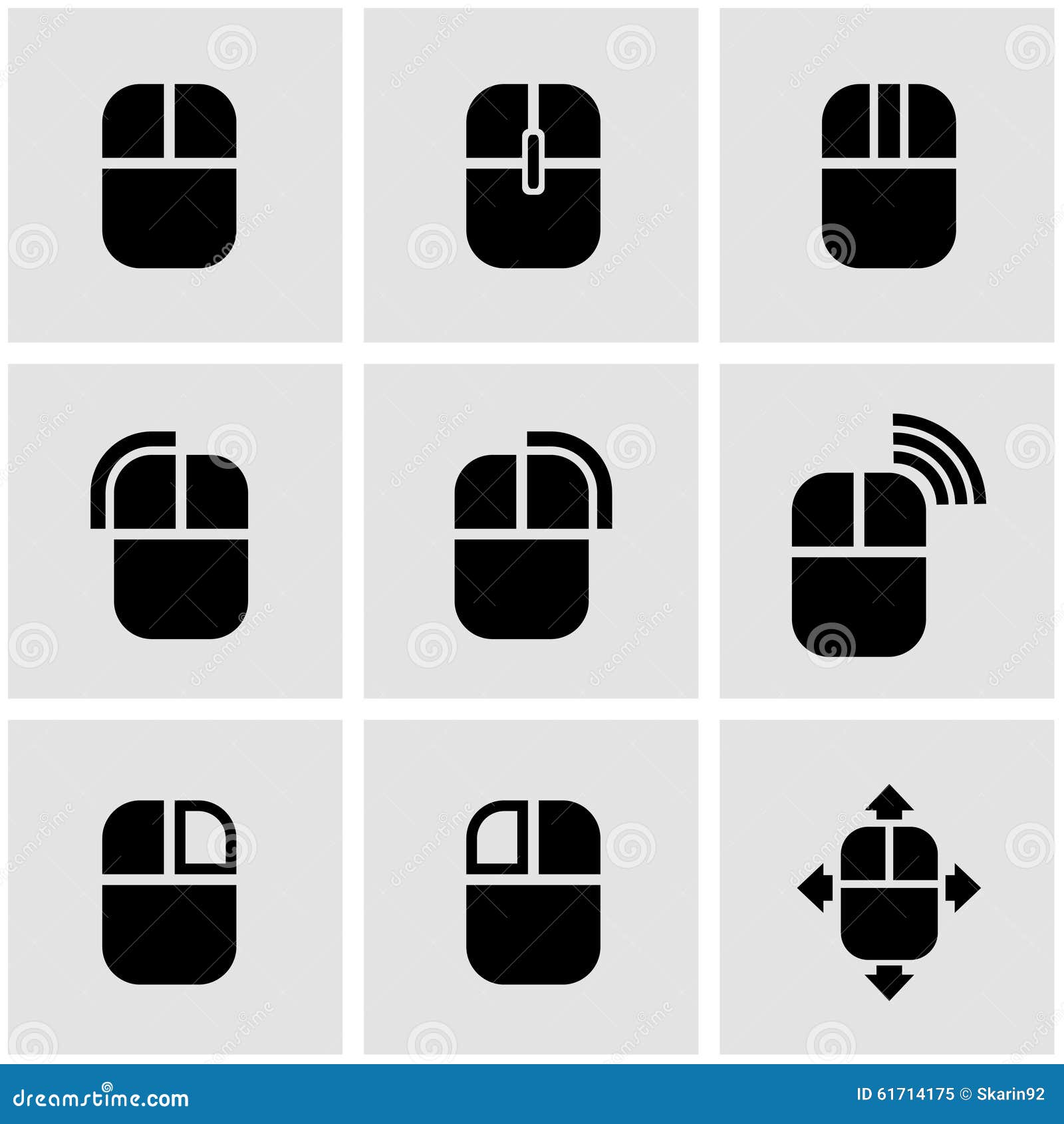 Vector Zwarte Het Pictogramreeks Van De Computermuis Stock Illustratie ...