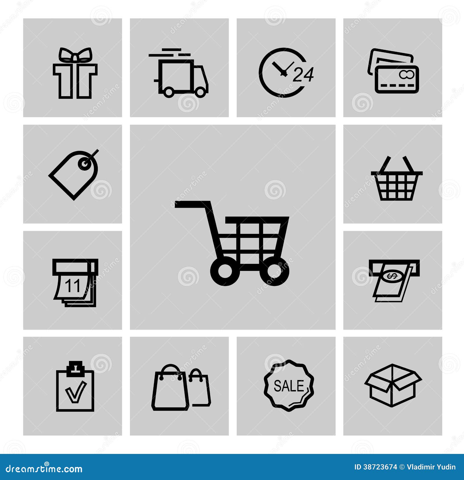 Vector Zwarte Het Winkelen Pictogrammen Vector Illustratie ...