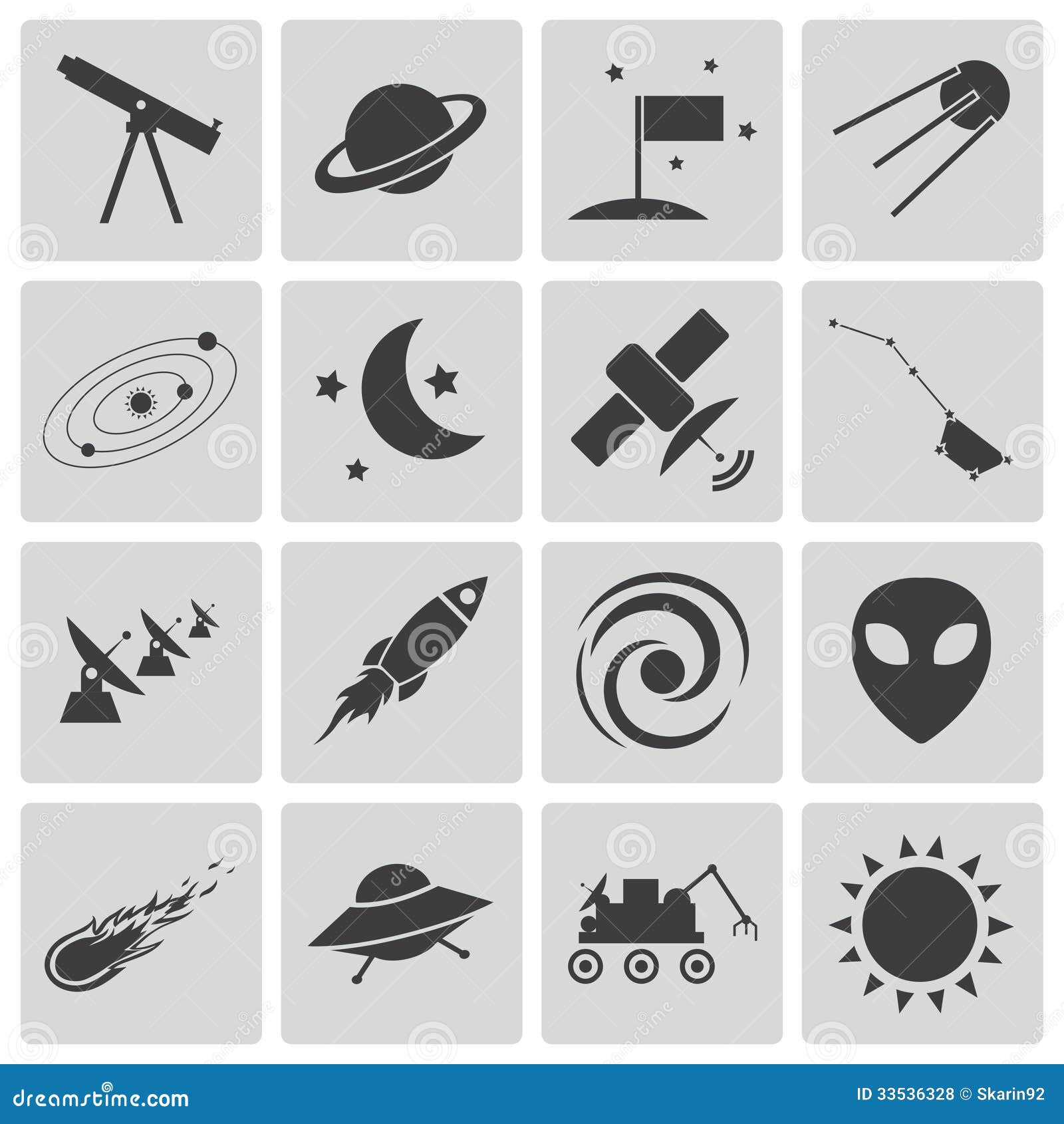 Vector Zwarte Ruimtepictogrammen Stock Illustratie - Illustration of ...