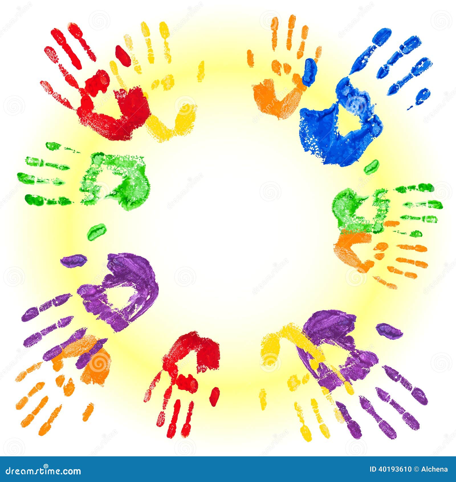 Vectorachtergrond Met Multicolored Handprints Vector Illustratie ...