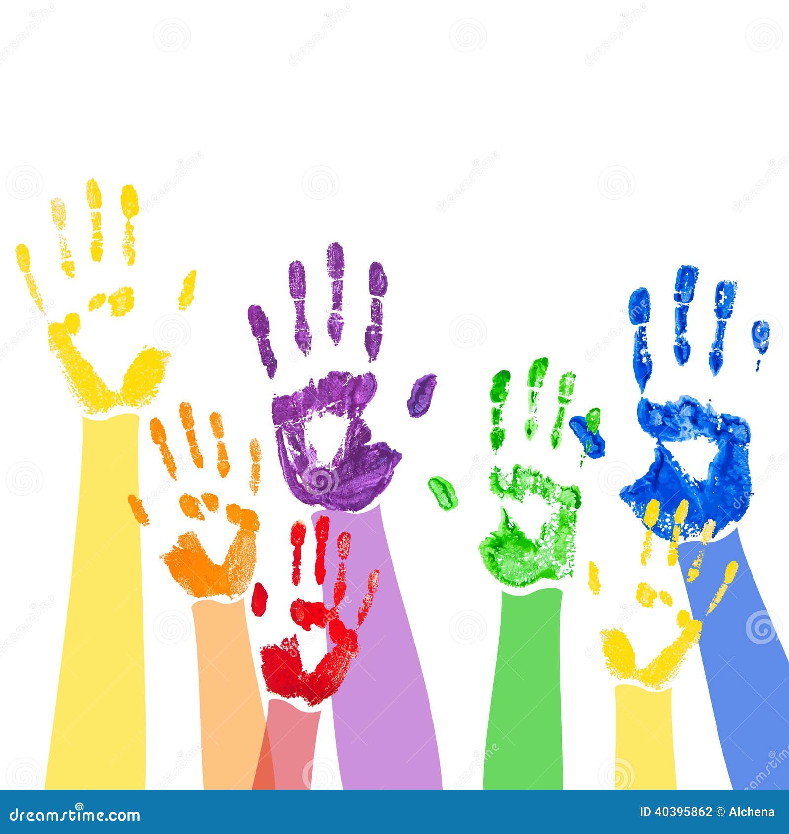 Vectorachtergrond Met Multicolored Verfhanden Vector Illustratie ...