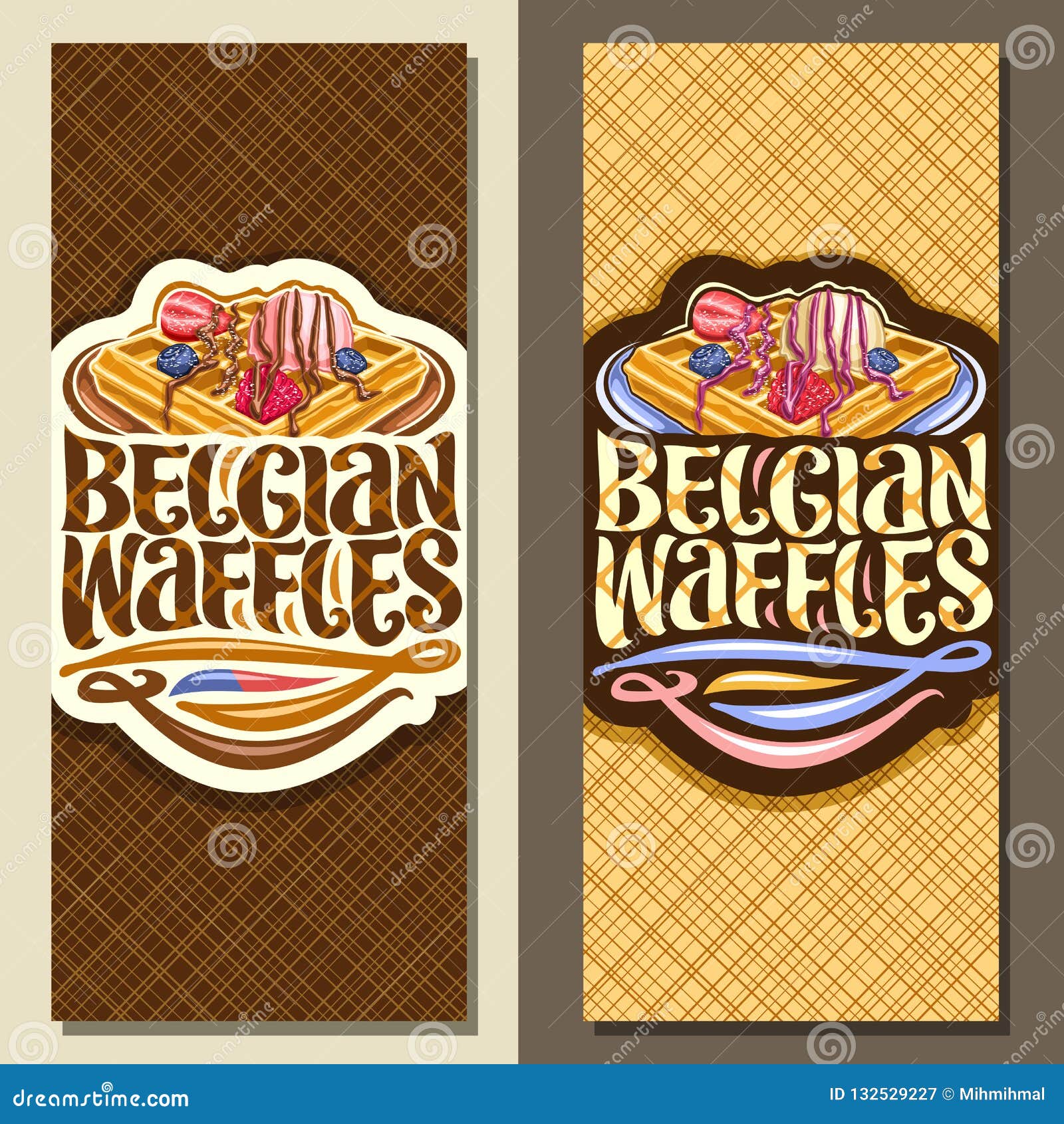 Vectorbanners Voor Belgische Wafels Vector Illustratie - Illustration ...