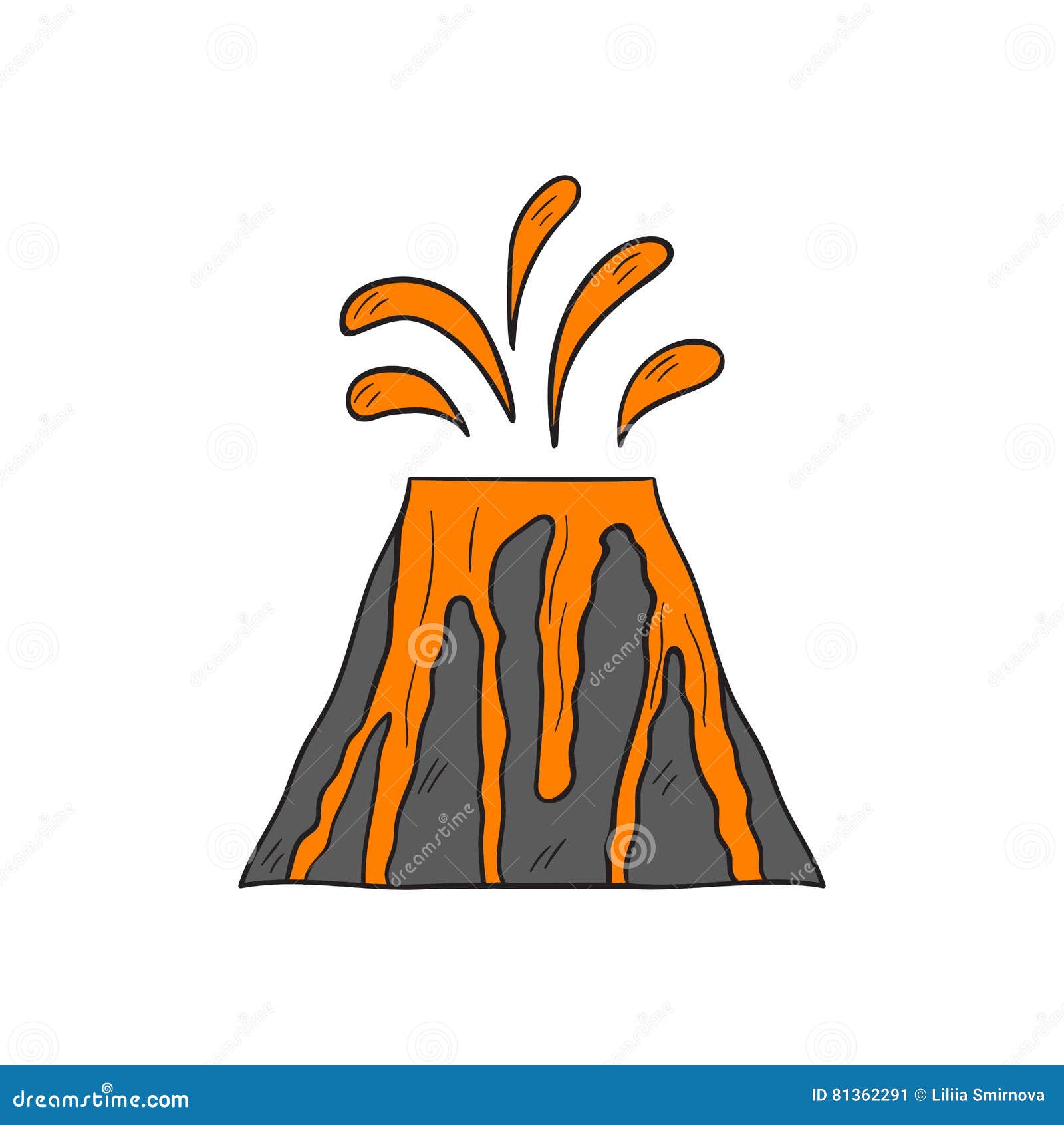 Vectorbeeldverhaalvulkaan Met Lava Vector Illustratie - Illustration of ...