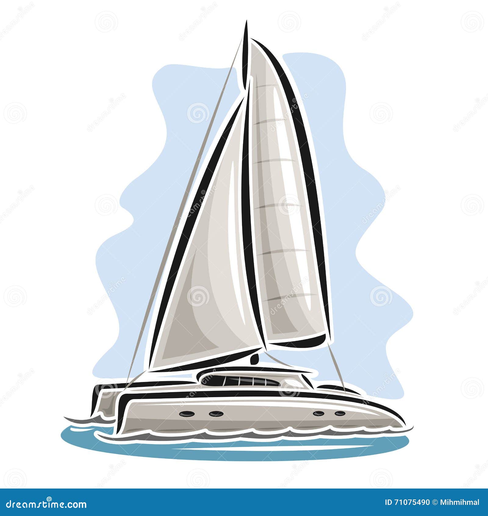 Vectorembleem Varende Catamaran Vector Illustratie - Illustration of ...