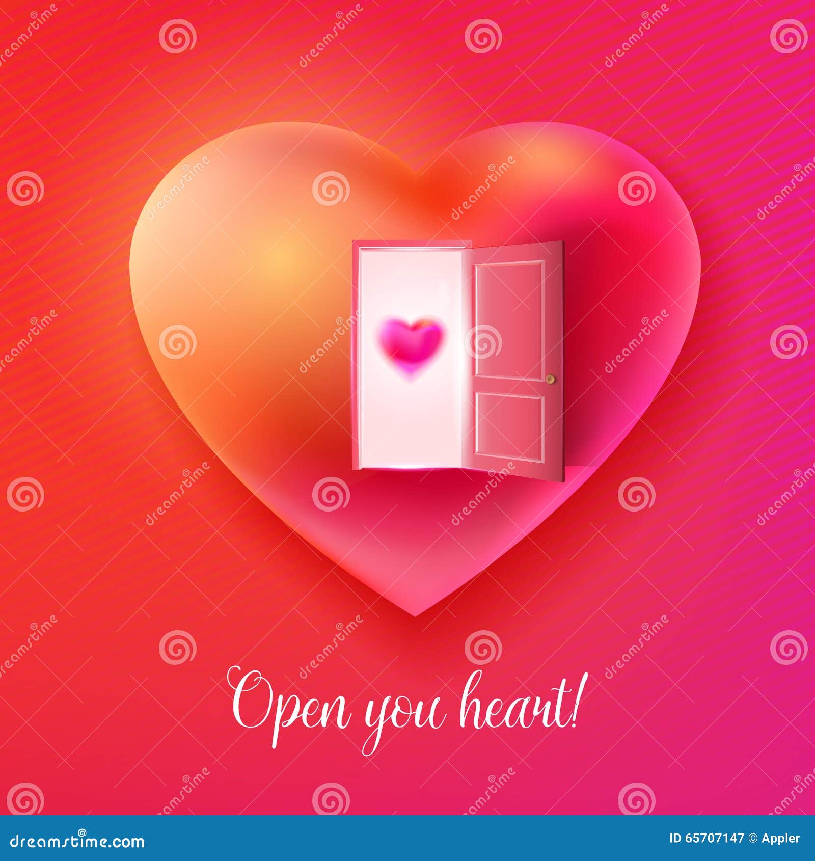 Vectorhart Met Open Deur En Kleine Liefde Vector Illustratie ...