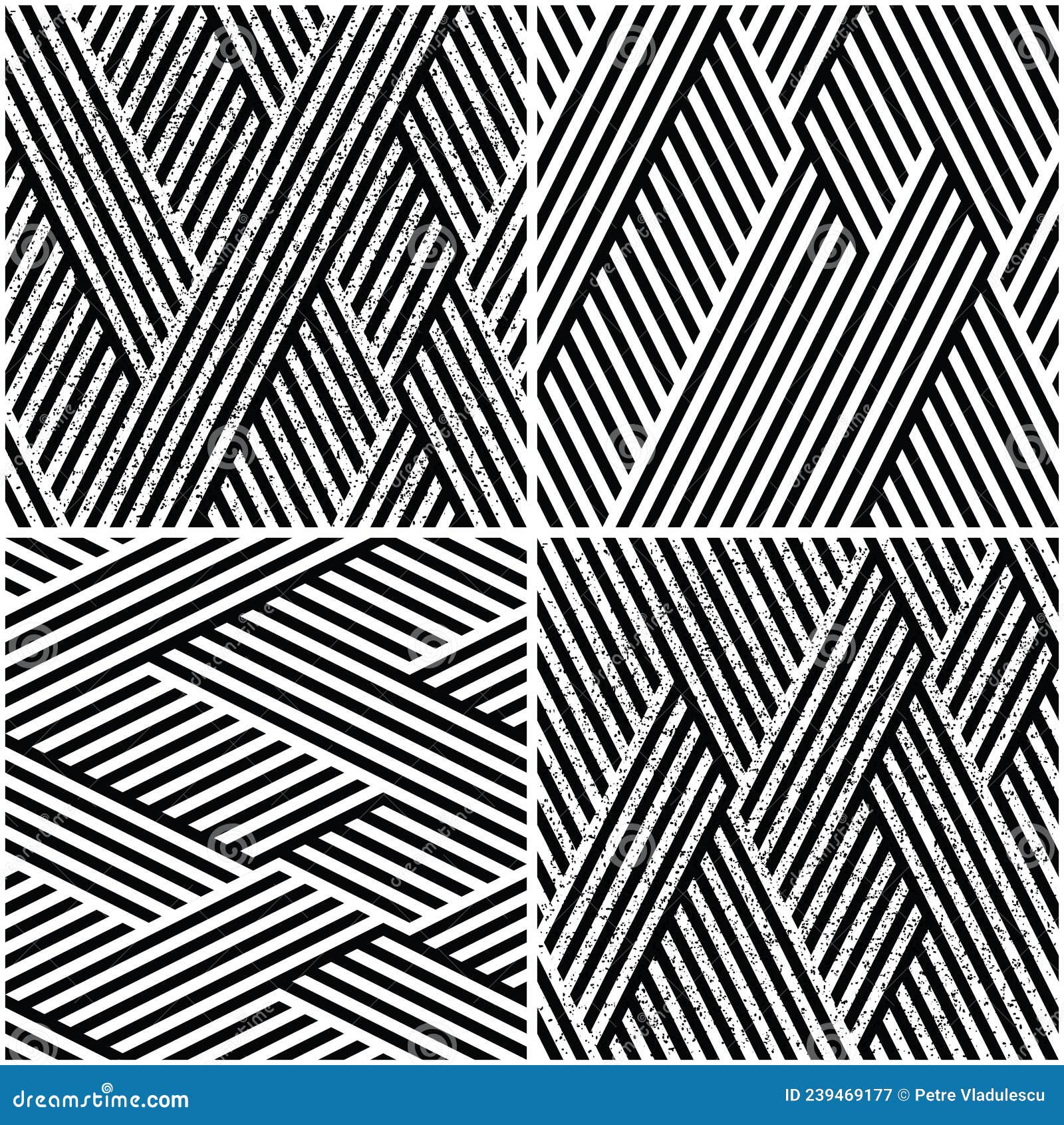 Vectorial Seamless Pattern Collection with Oblique Black Segments Stock ...